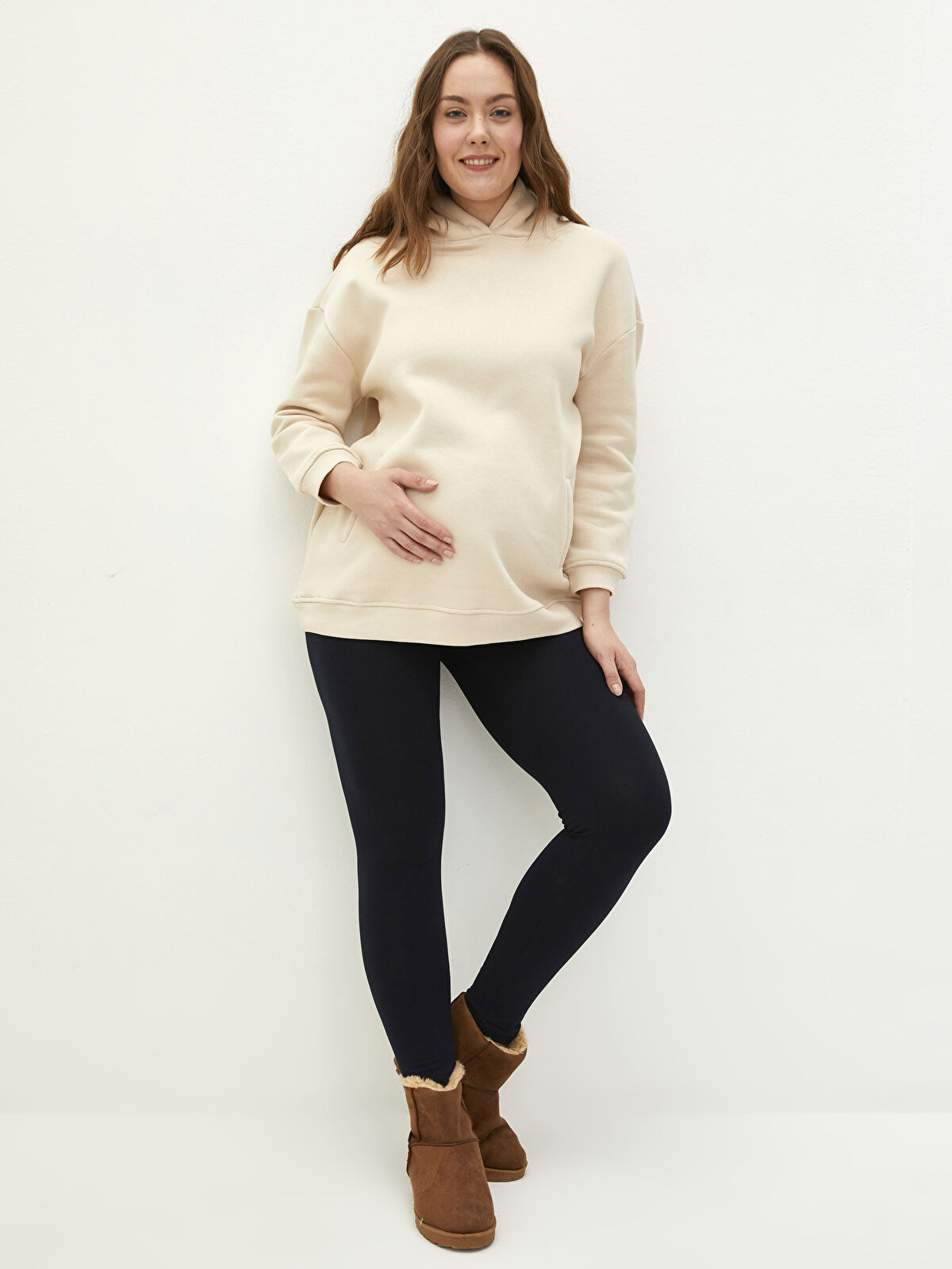 Büyük Beden Beli Lastikli Düz Kadın Tayt