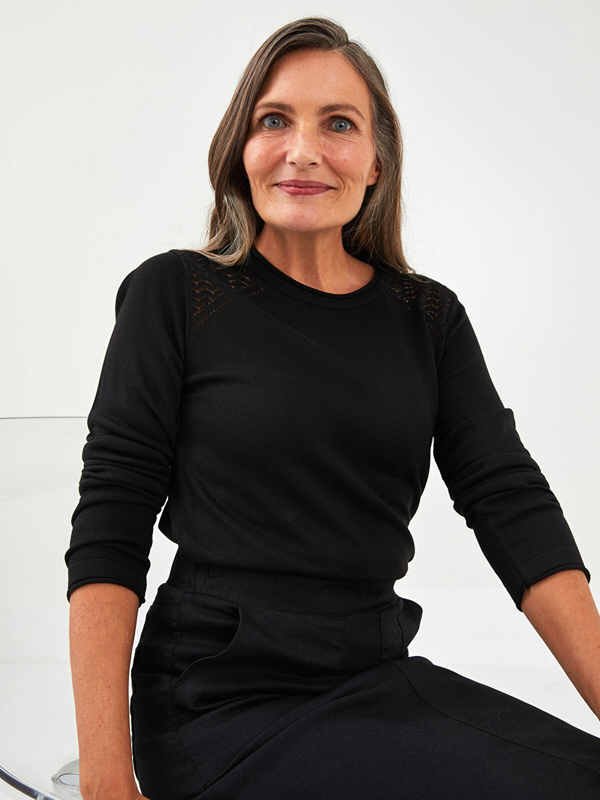 LCW GRACE Bisiklet Yaka Ajurlu Uzun Kollu Kadın Triko Kazak