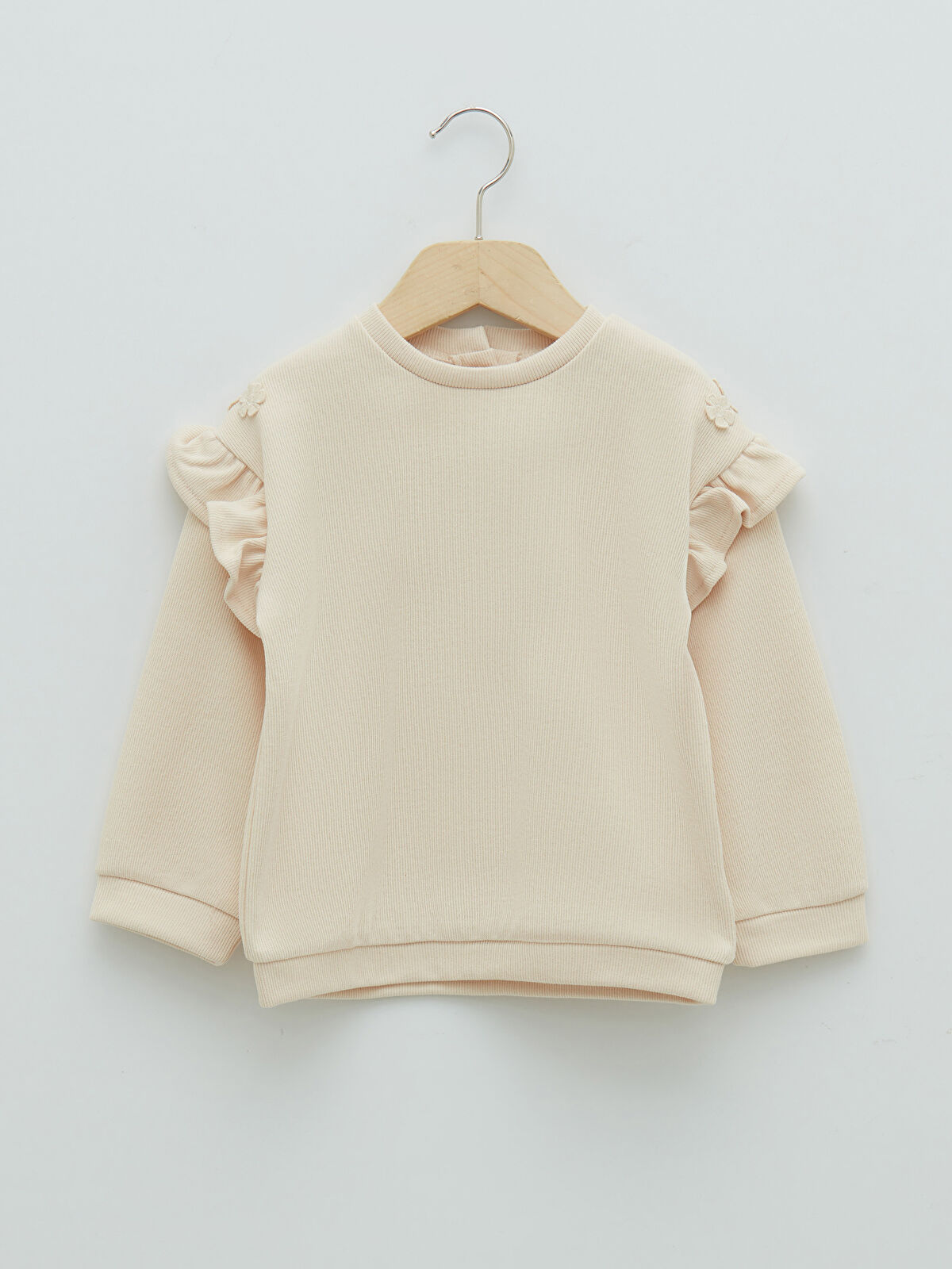Bisiklet Yaka Uzun Kol Basic Kız Bebek Sweatshirt