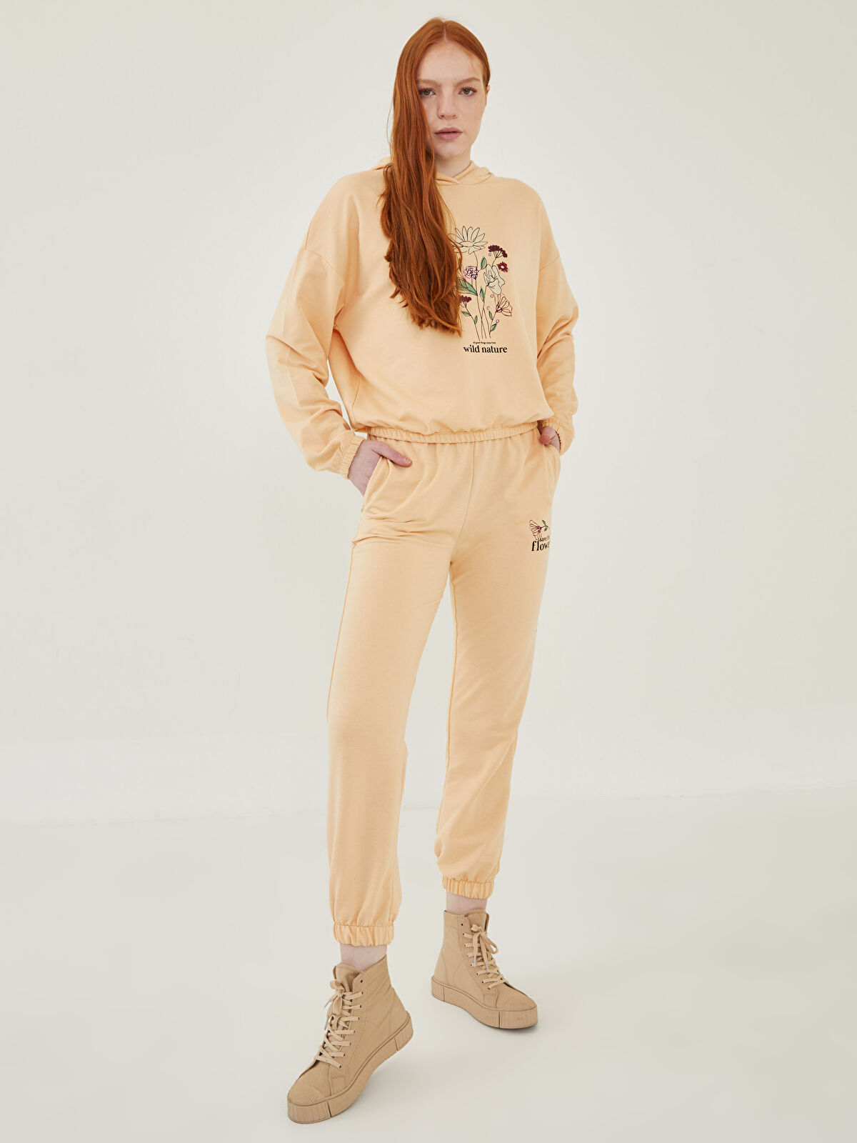 LCW CASUAL Beli Lastikli Baskılı Cep Detaylı Kadın Jogger Eşofman Altı