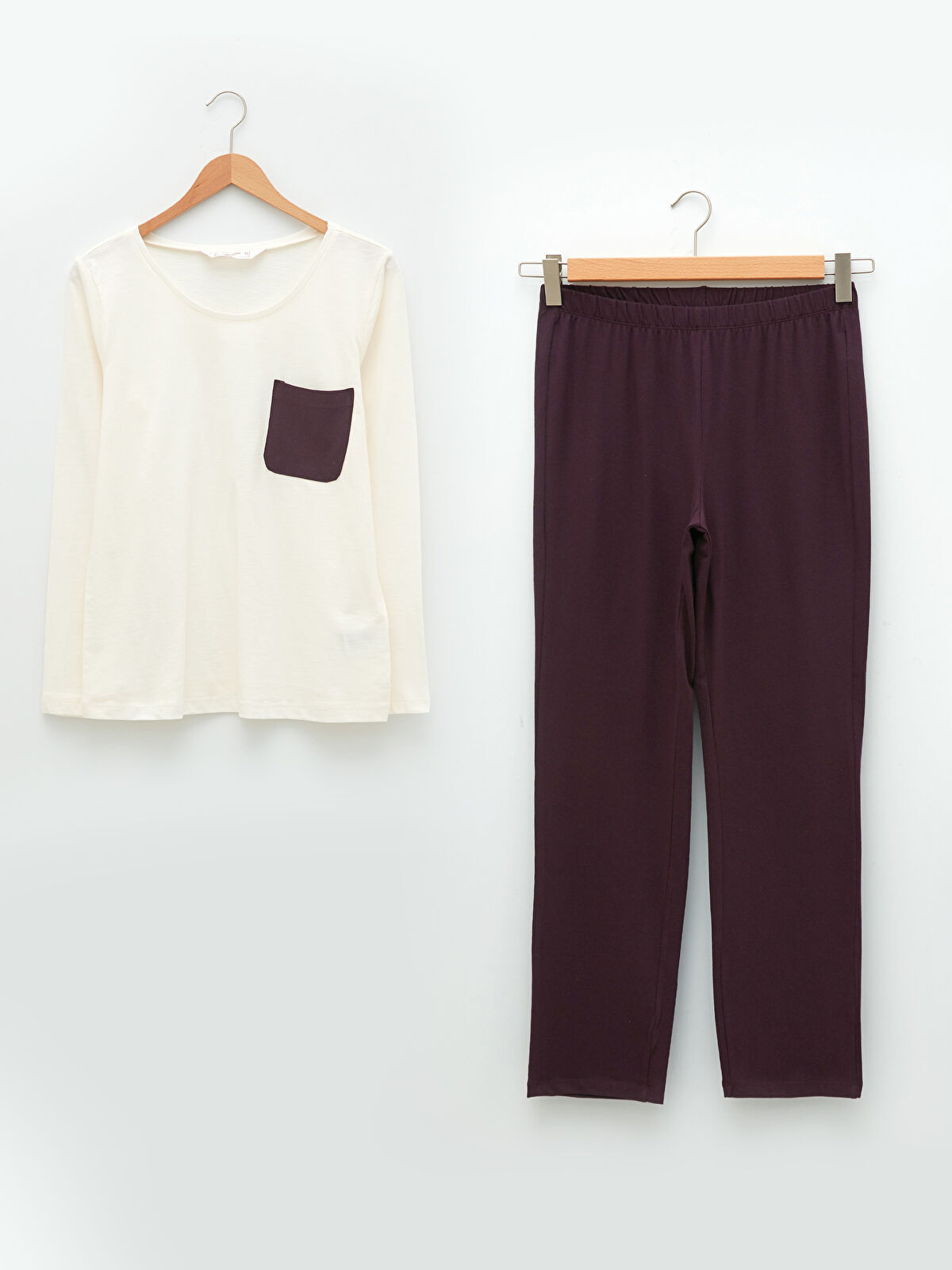 LCW DREAM Bisiklet Yaka Puantiyeli Uzun Kollu Pamuklu Kadın Pijama Takımı