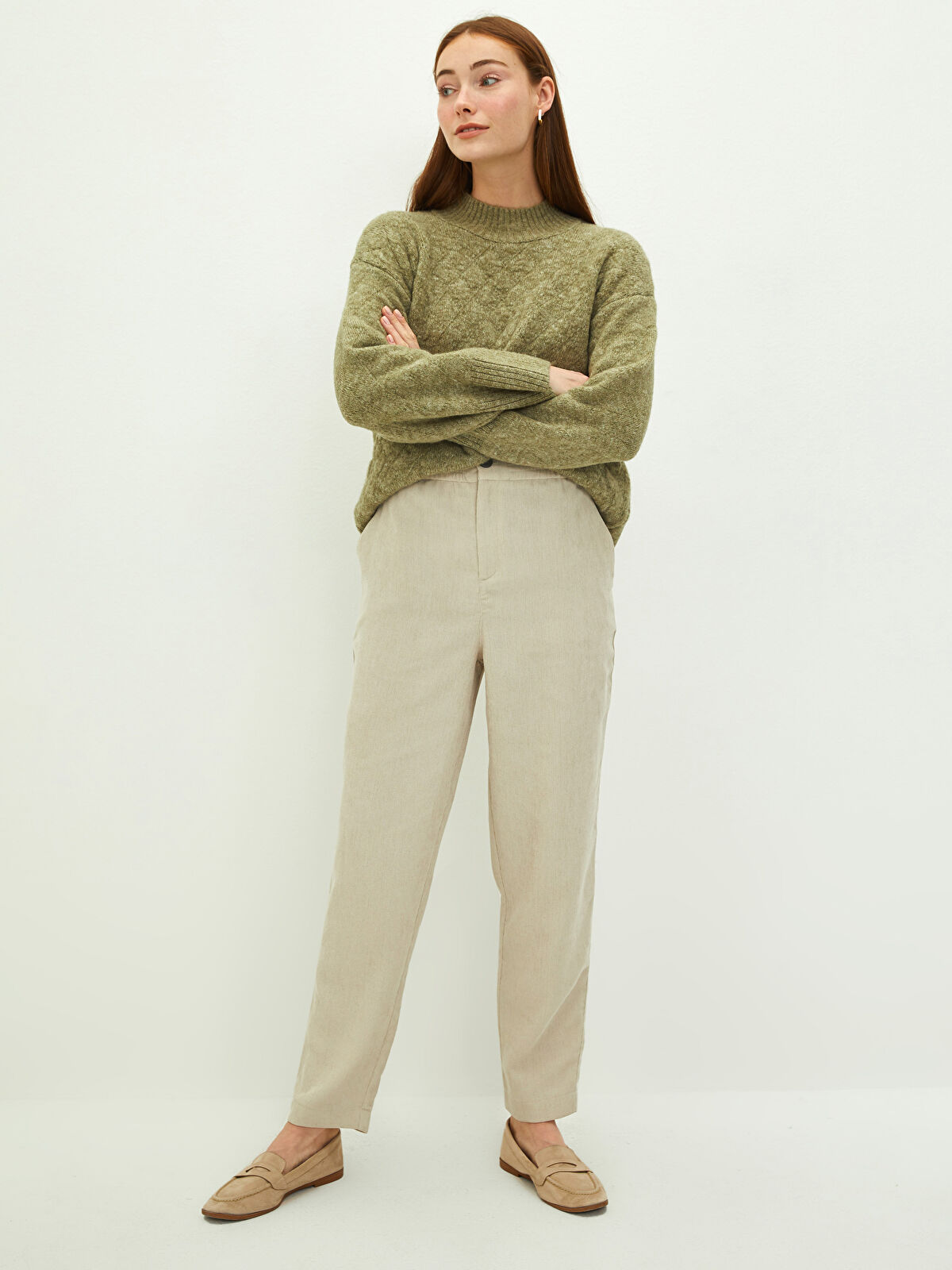 LCW BASIC Yüksek Bel Standart Fit Kadife Kadın Pantolon