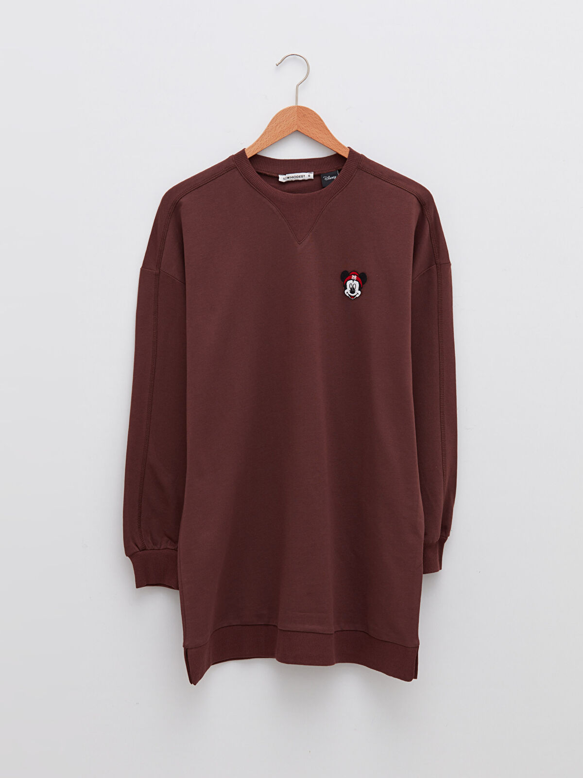 MODEST Bisiklet Yaka Mickey Mouse Nakışlı Uzun Kollu Kadın Tunik