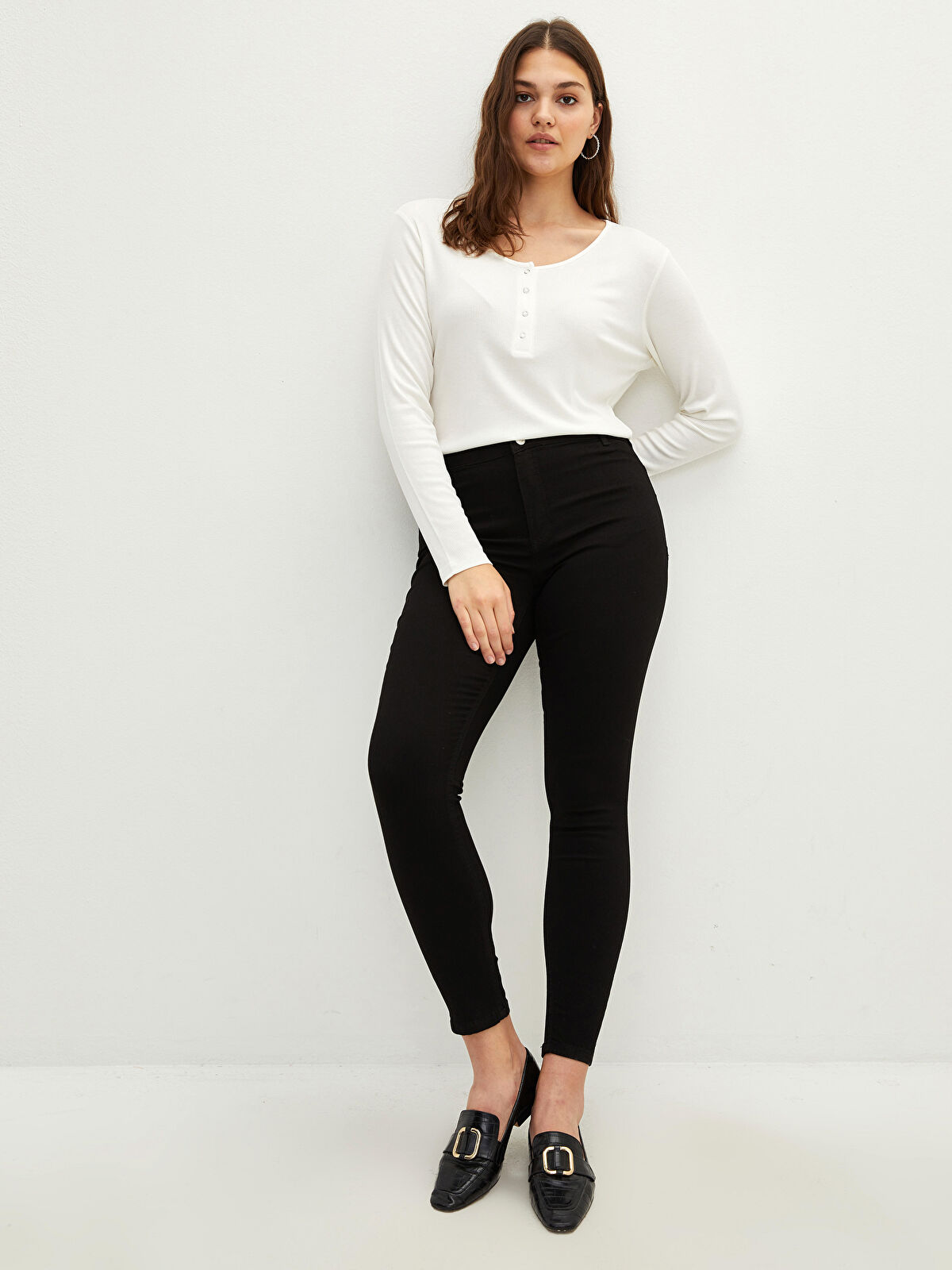 Büyük Beden Normal Bel Skinny Fit Rodeo Kadın Jean Pantolon