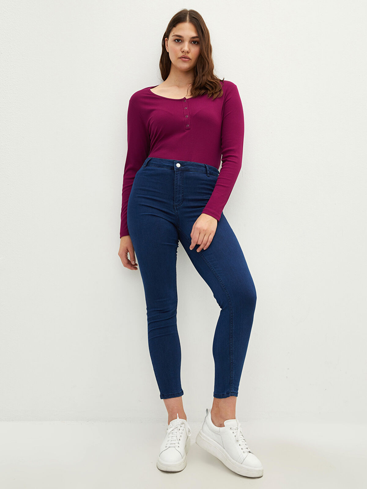 Büyük Beden Normal Bel Skinny Fit Rodeo Kadın Jean Pantolon Büyük Beden Normal Bel Skinny Fit Rodeo Kadın Jean Pantolon