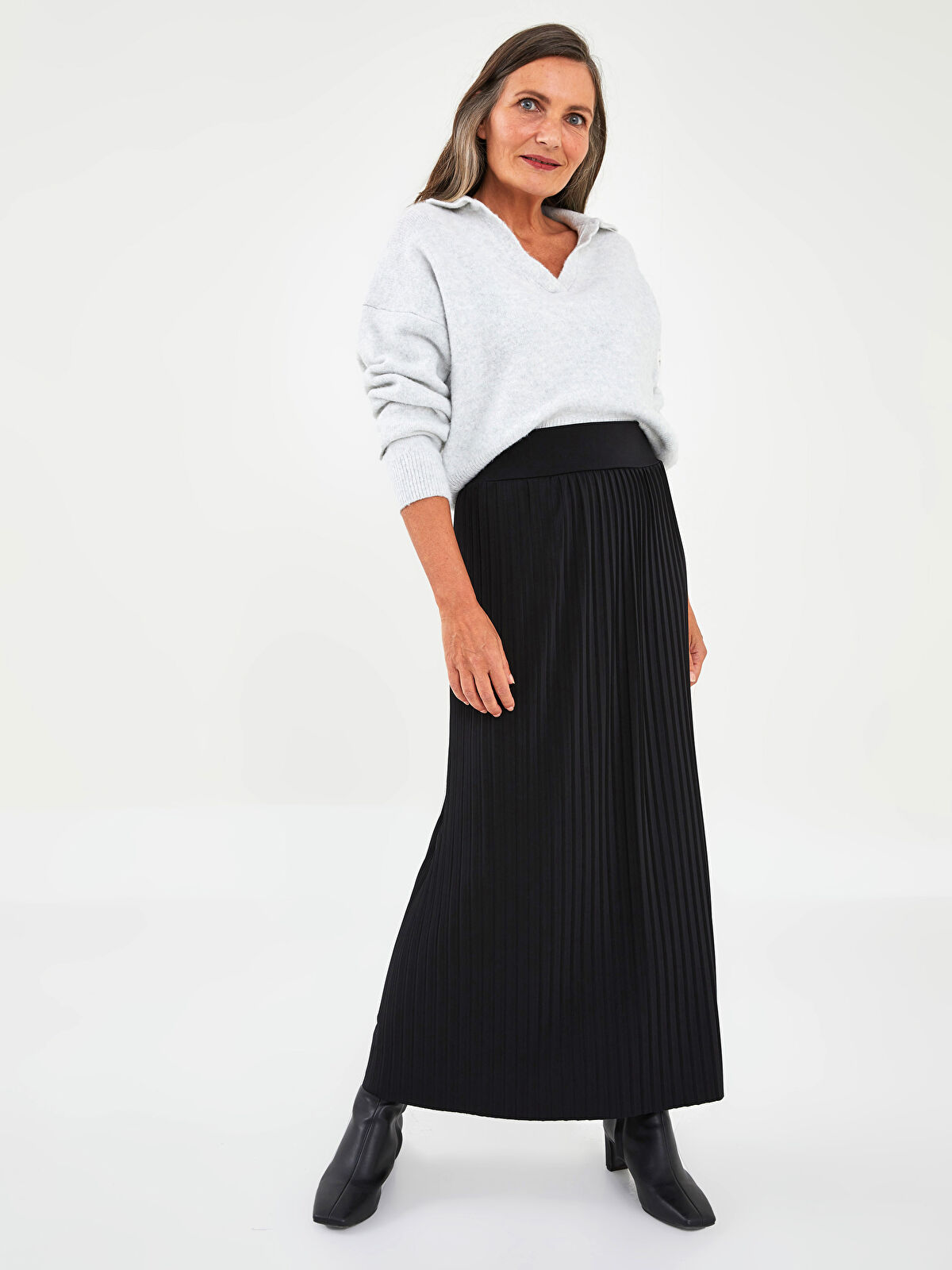 LCW GRACE Beli Lastikli Düz Astarsız Kadın Pileli Etek