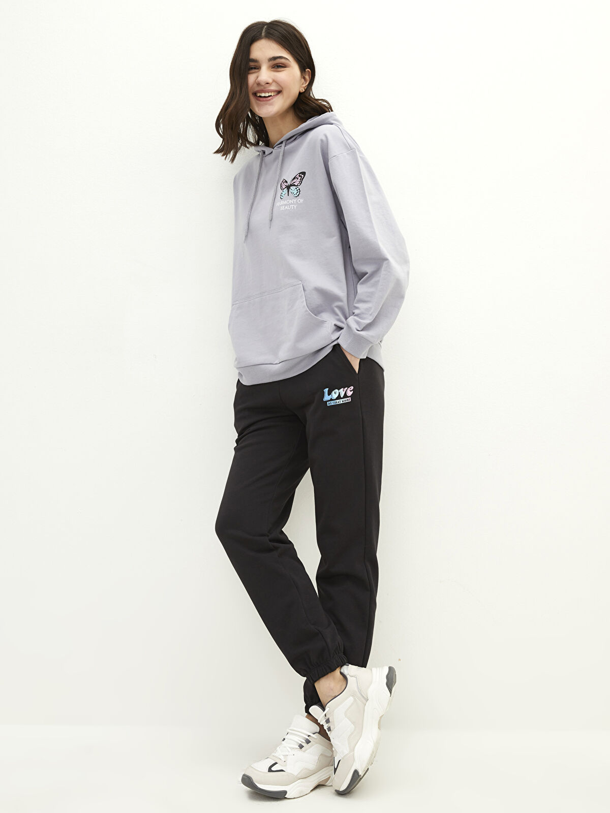 LCW CASUAL Beli Lastikli Yazı Baskılı Kadın Jogger Eşofman Altı