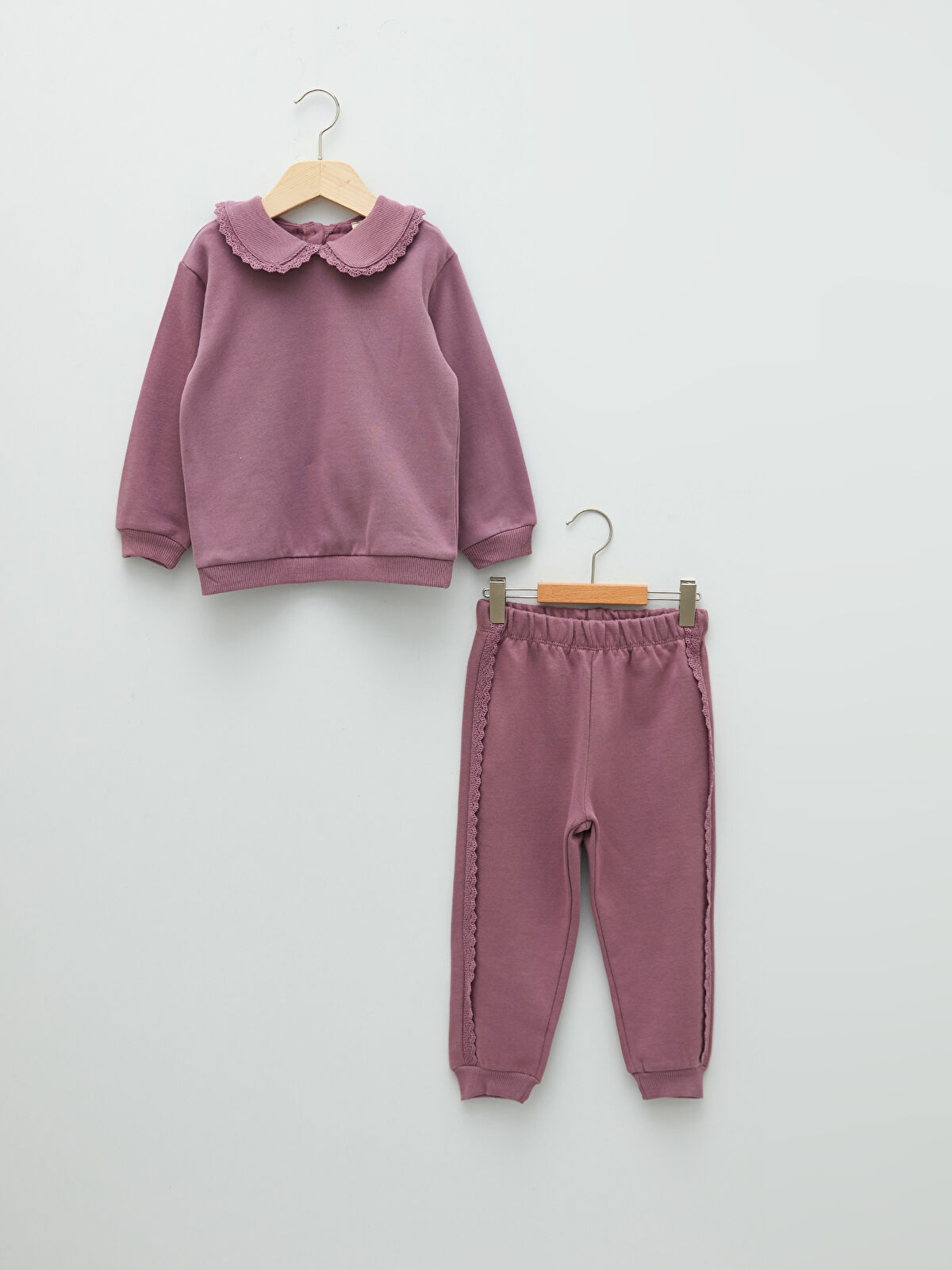 Bebe Yaka Uzun Kollu Kız Bebek Sweatshirt ve Pantolon 2'li Takım