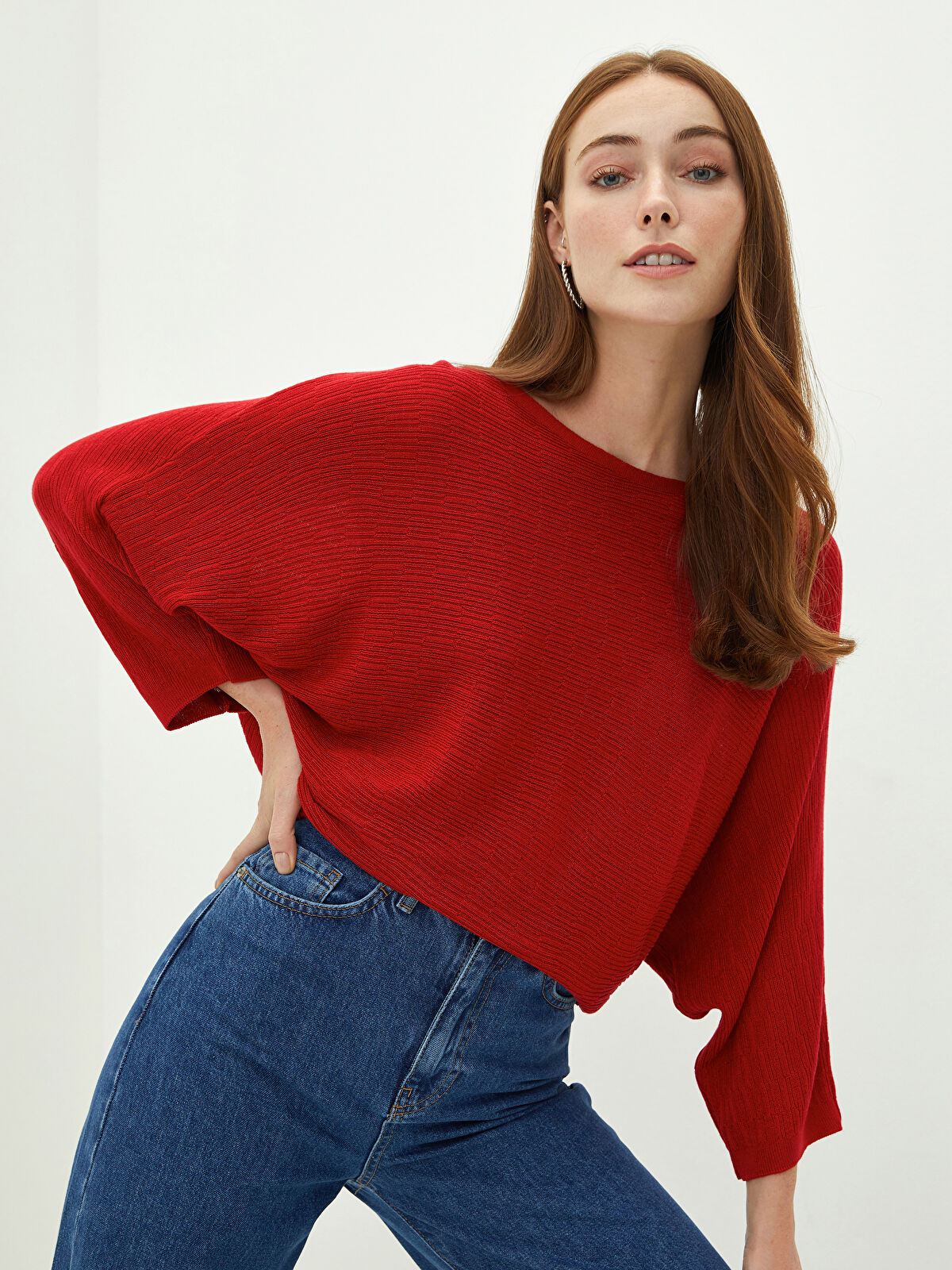 LCW CLASSIC Kayık Yaka Düz Kadın Triko Kazak