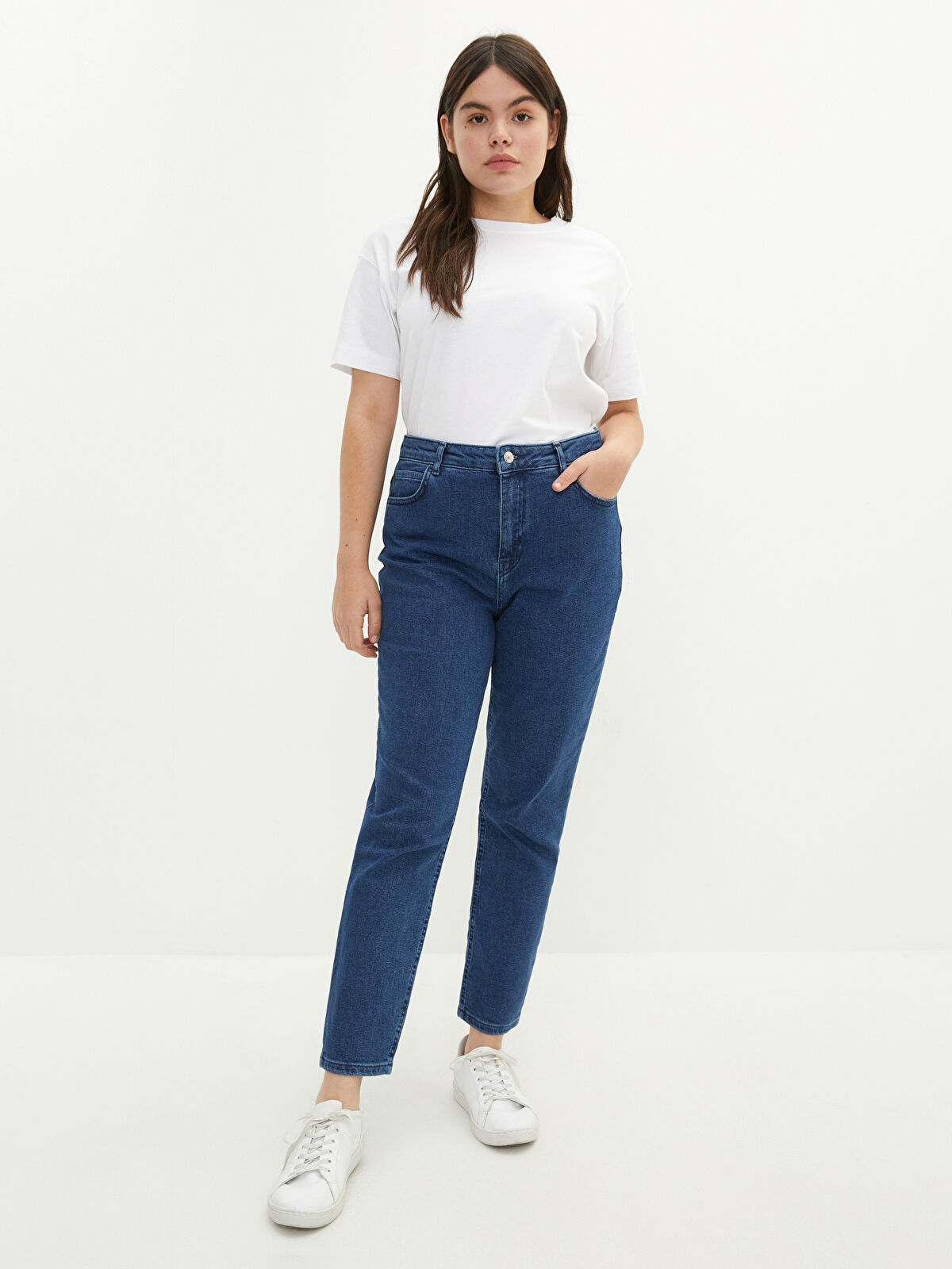 Büyük Beden Standart Fit Cep Detaylı Rodeo Kadın Jean Pantolon