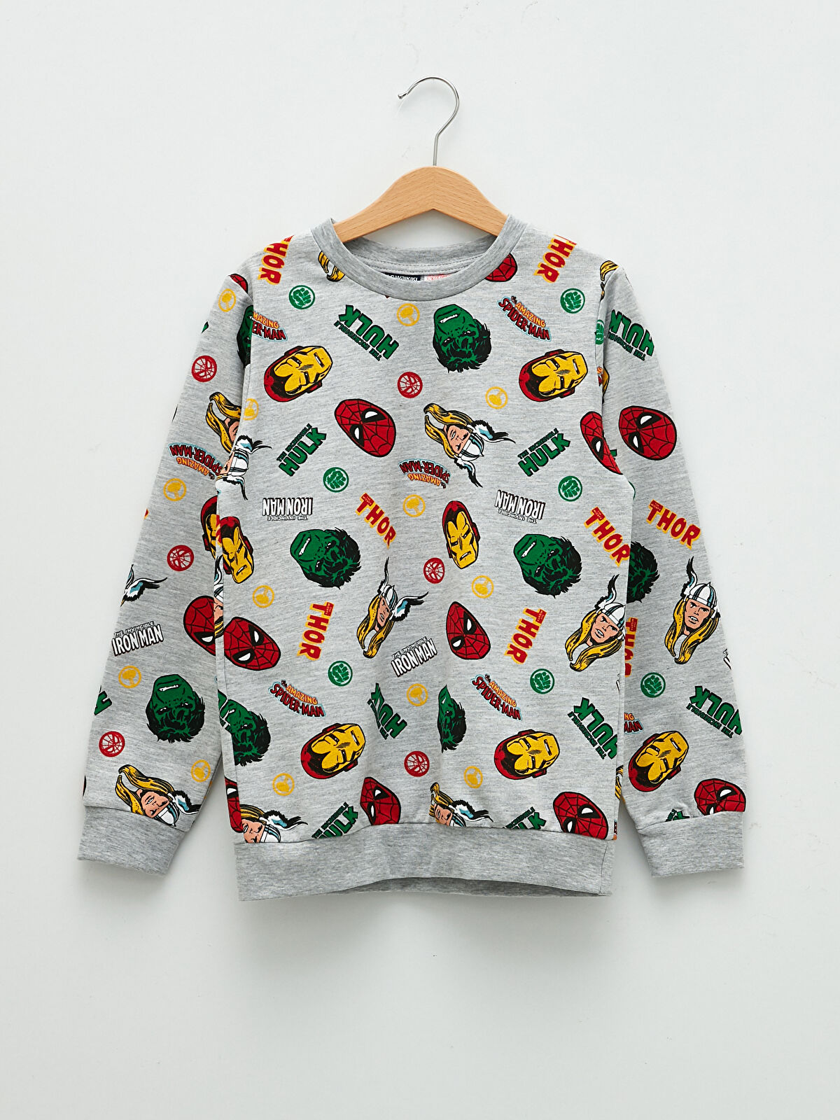 Bisiklet Yaka Avengers Baskılı Uzun Kollu Erkek Çocuk Sweatshirt