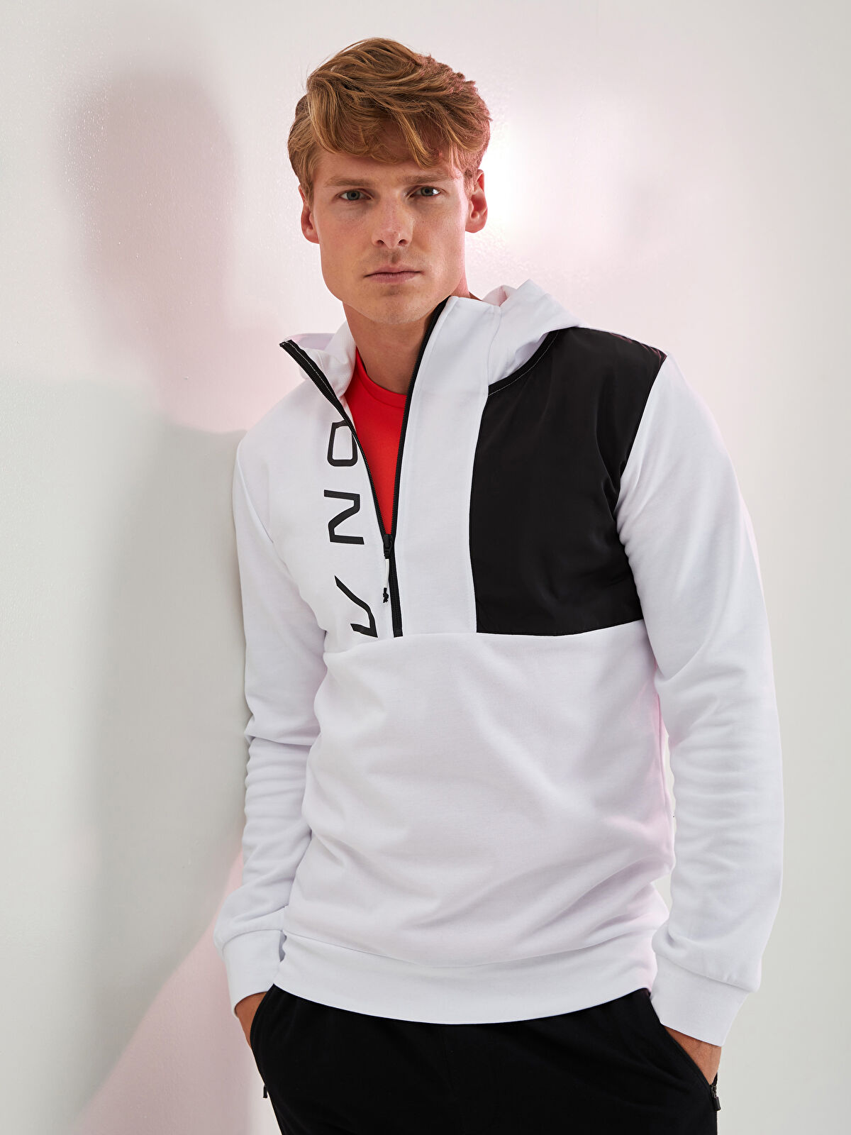 LCW SPORTS Kapüşonlu Uzun Kollu Baskılı Erkek Spor Sweatshirt