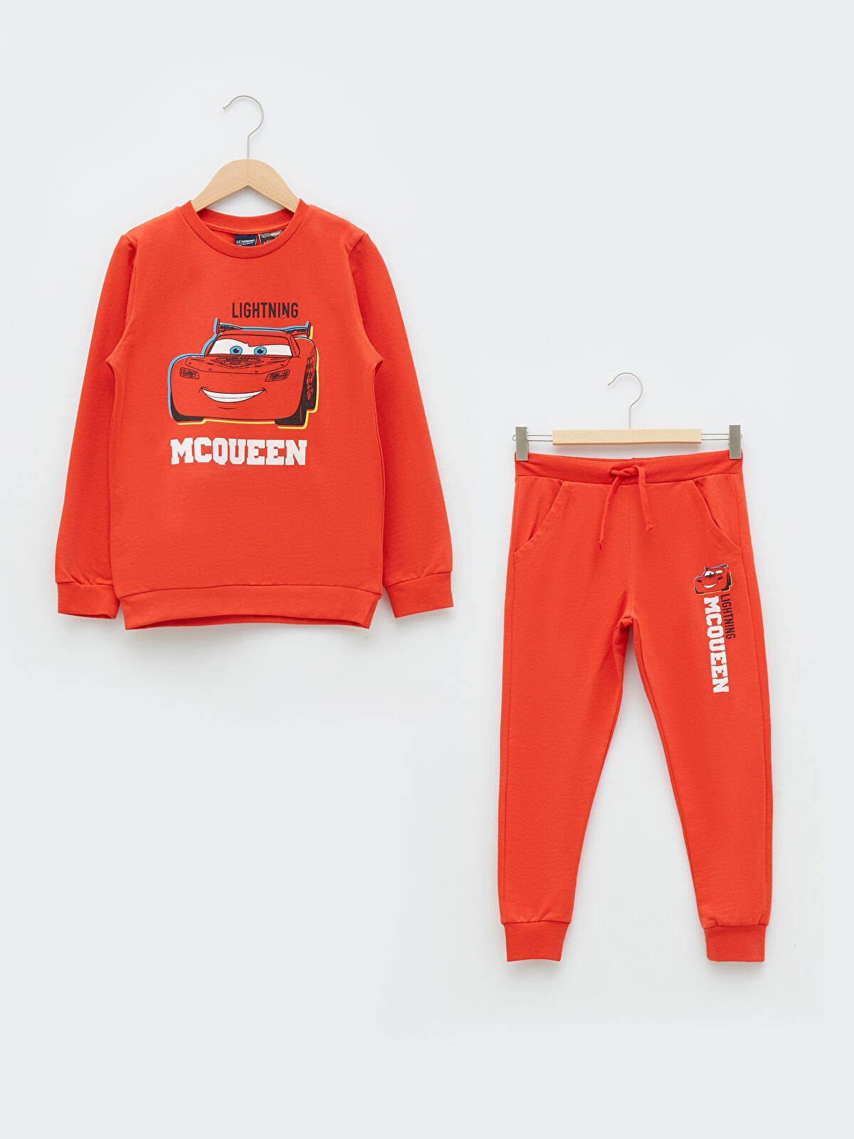 Bisiklet Yaka Arabalar Baskılı Uzun Kollu Erkek Çocuk Sweatshirt ve Eşofman Altı