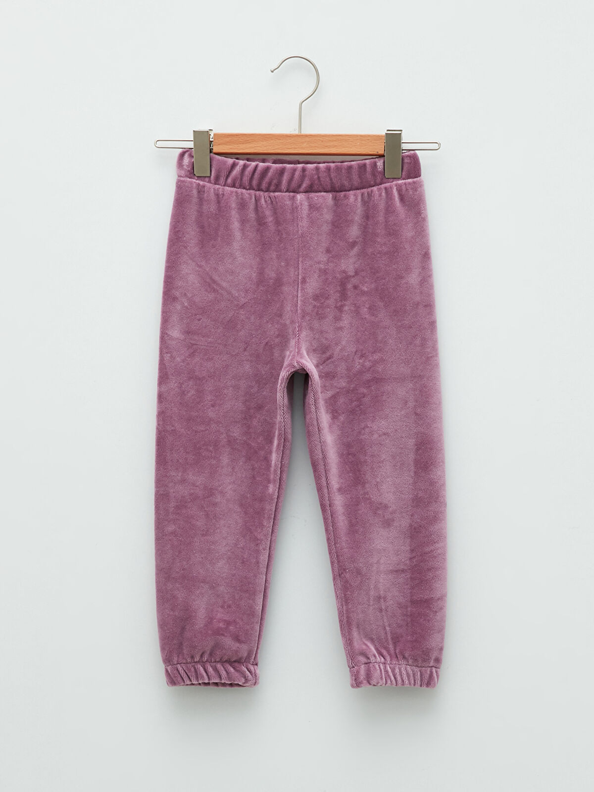 Beli Lastikli Basic Kız Bebek Kadife Eşofman Alt