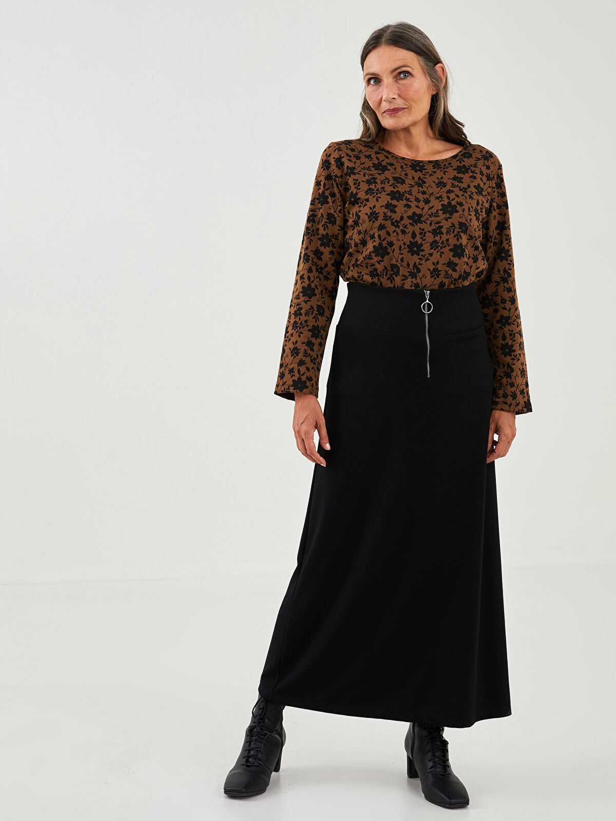 LCW GRACE Beli Lastikli Düz A Kesim Ponte Kumaş Kadın Etek