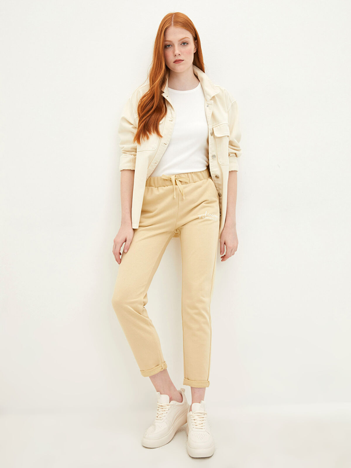 LCW CASUAL Beli Lastikli Slogan Baskılı Cep Detaylı Kadın Eşofman Altı