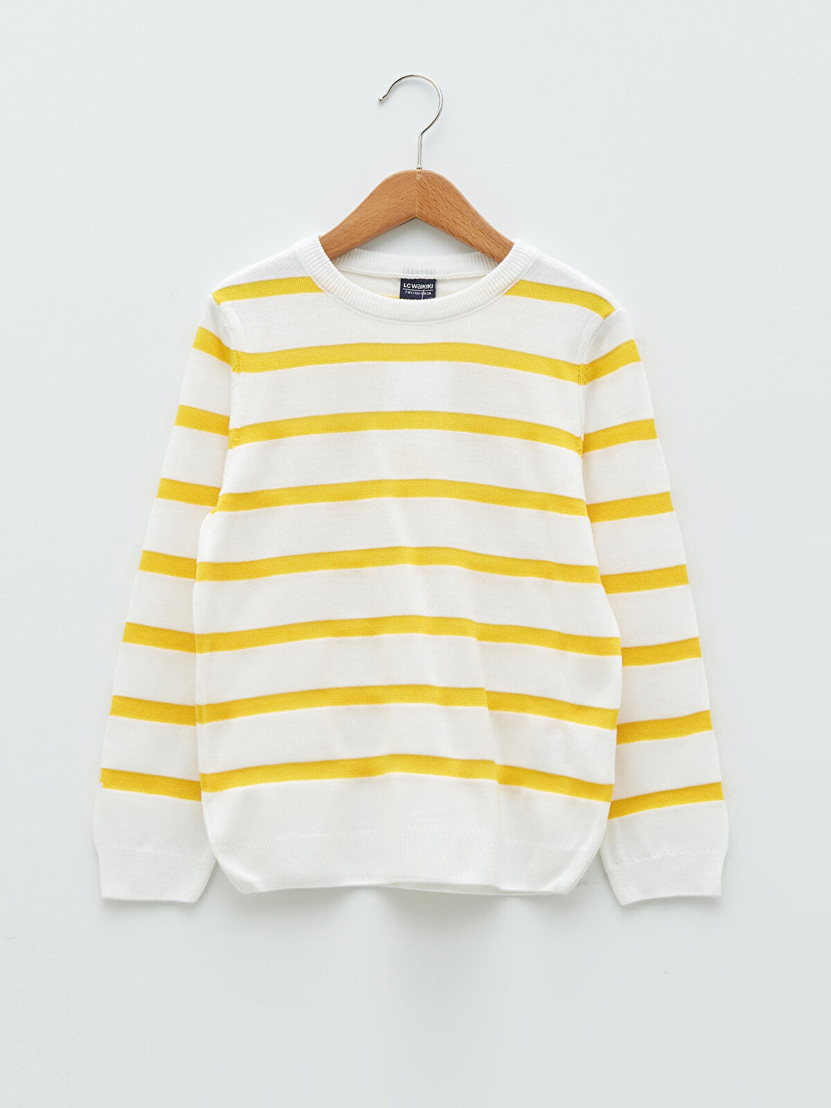 Bisiklet Yaka Çizgili Uzun Kollu Erkek Çocuk İnce Triko Kazak