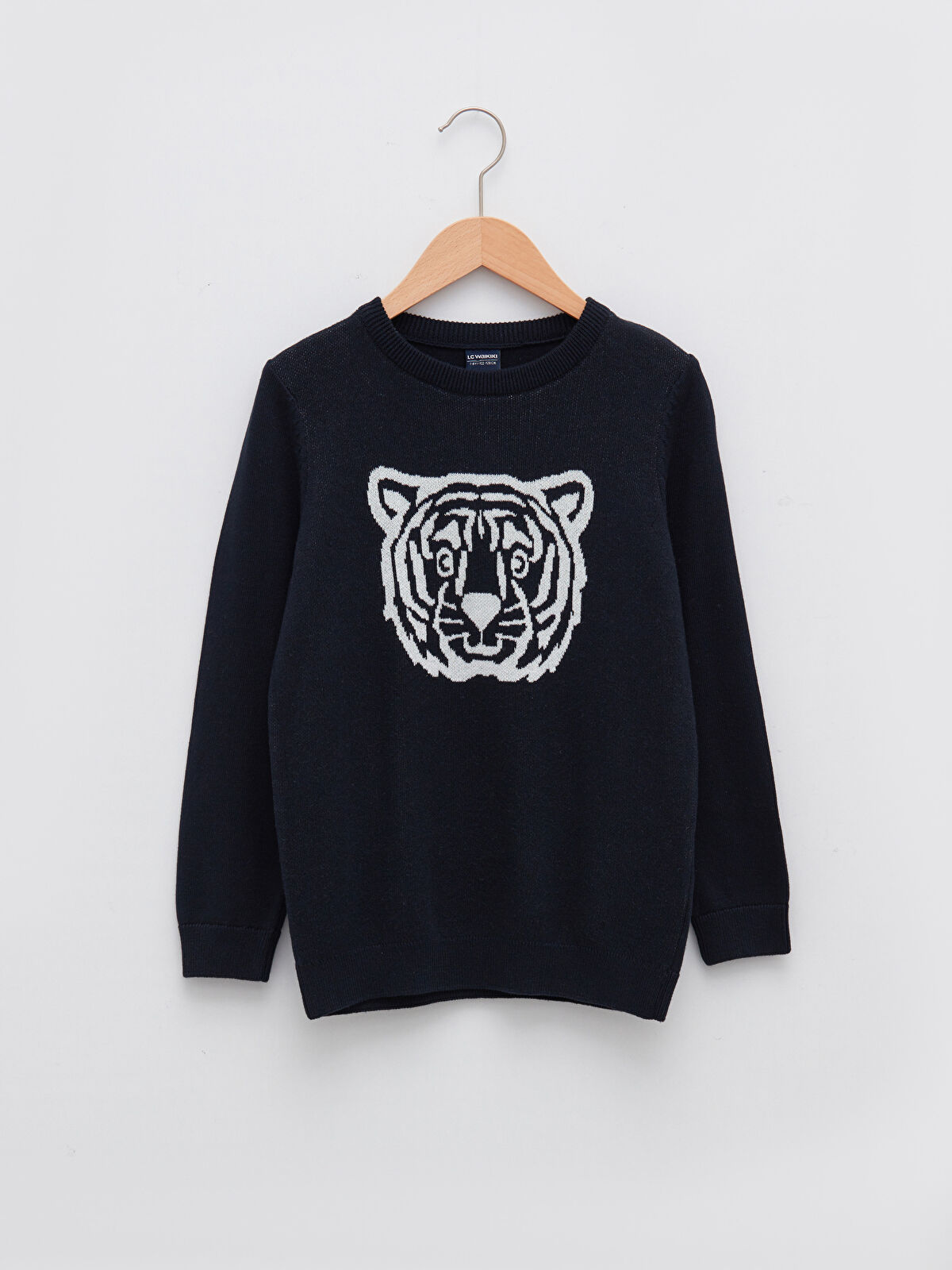 Bisiklet Yaka Desenli Uzun Kollu Erkek Çocuk İnce Triko Kazak