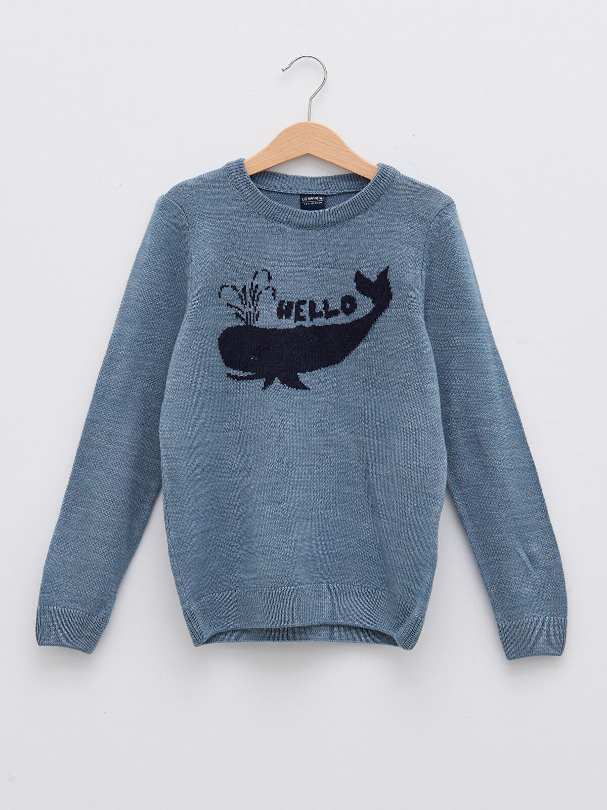 Bisiklet Yaka Desenli Uzun Kollu Erkek Çocuk İnce Triko Kazak