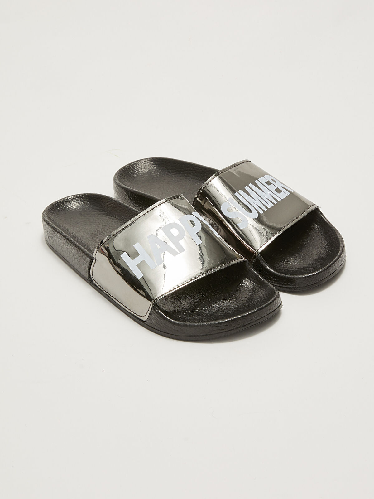 Slogan Baskılı Tek Bantlı Kadın Terlik