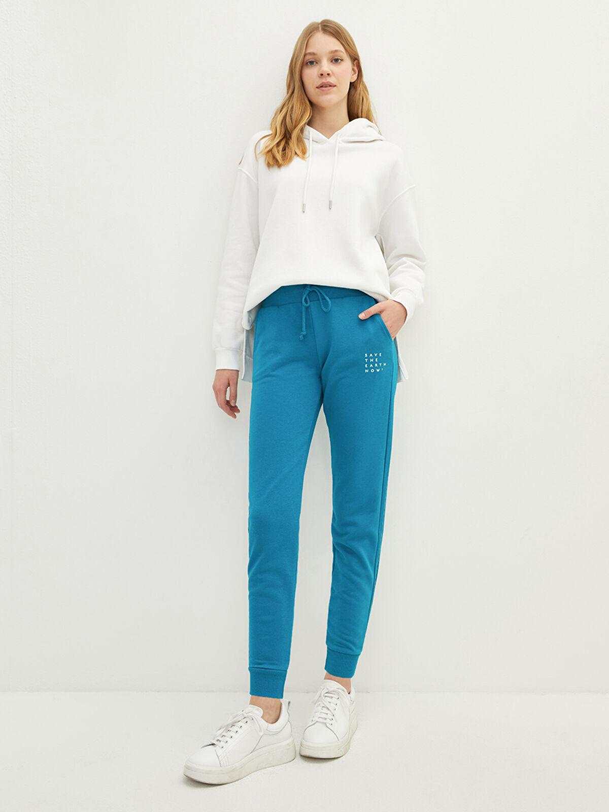 LCW GREEN Beli Lastikli Yazı Baskılı Kadın Jogger Eşofman Altı