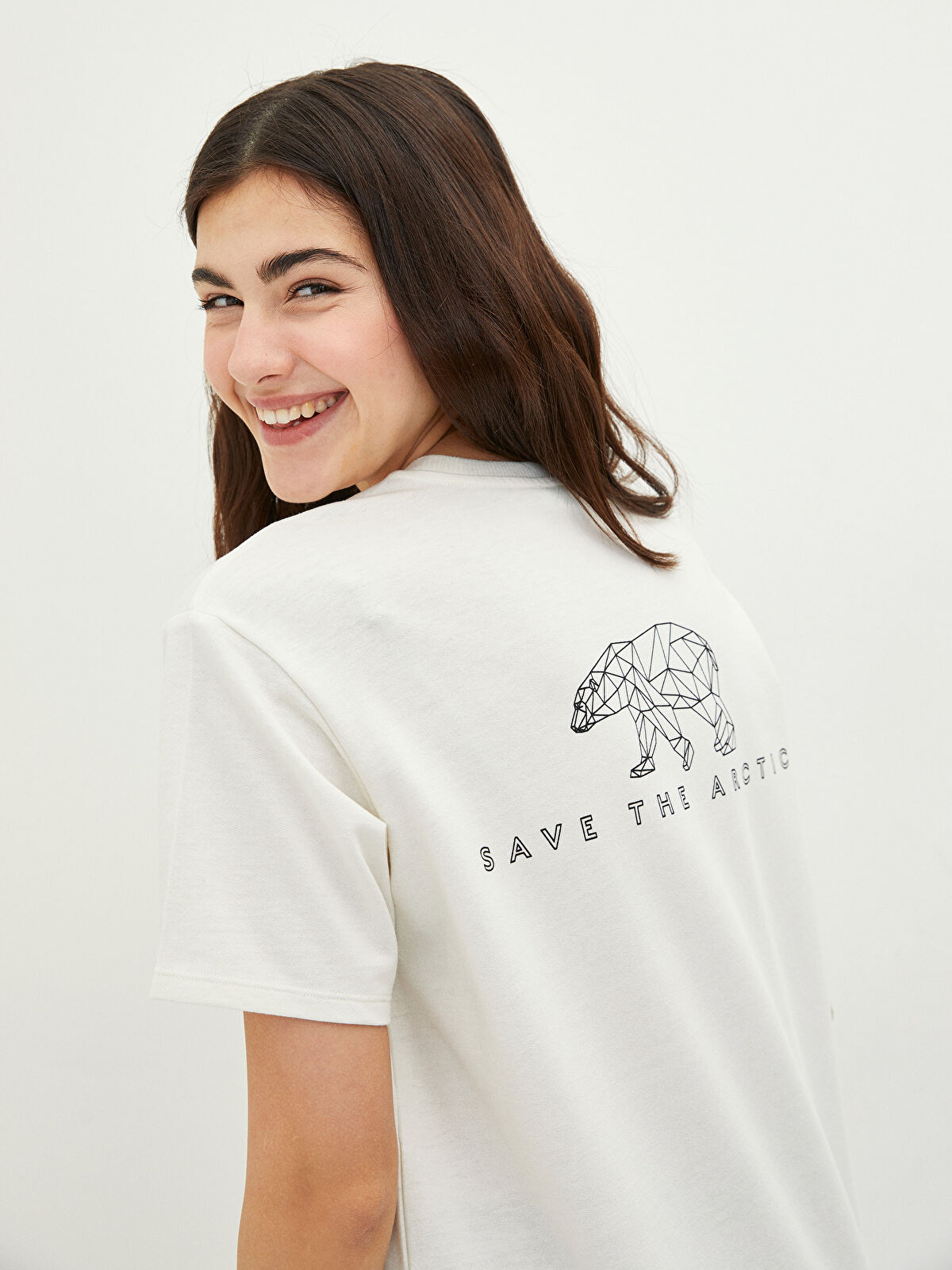 LCW GREEN Bisiklet Yaka Baskılı Kısa Kollu Kadın Tişört