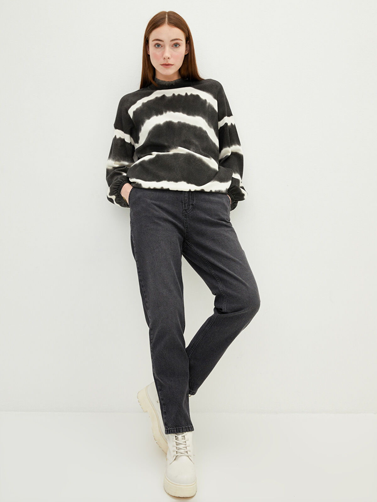 MODEST Beli Lastikli Standart Fit Cep Detaylı Kadın Rodeo Jean Pantolon