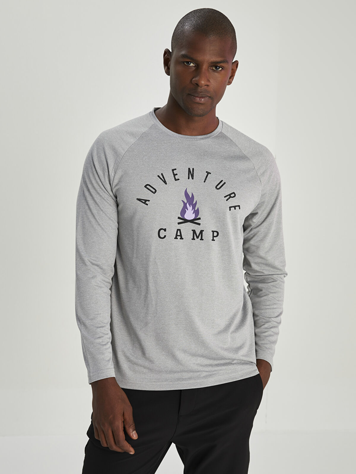 Outdoor Bisiklet Yaka Uzun Kollu Baskılı Erkek Tişört