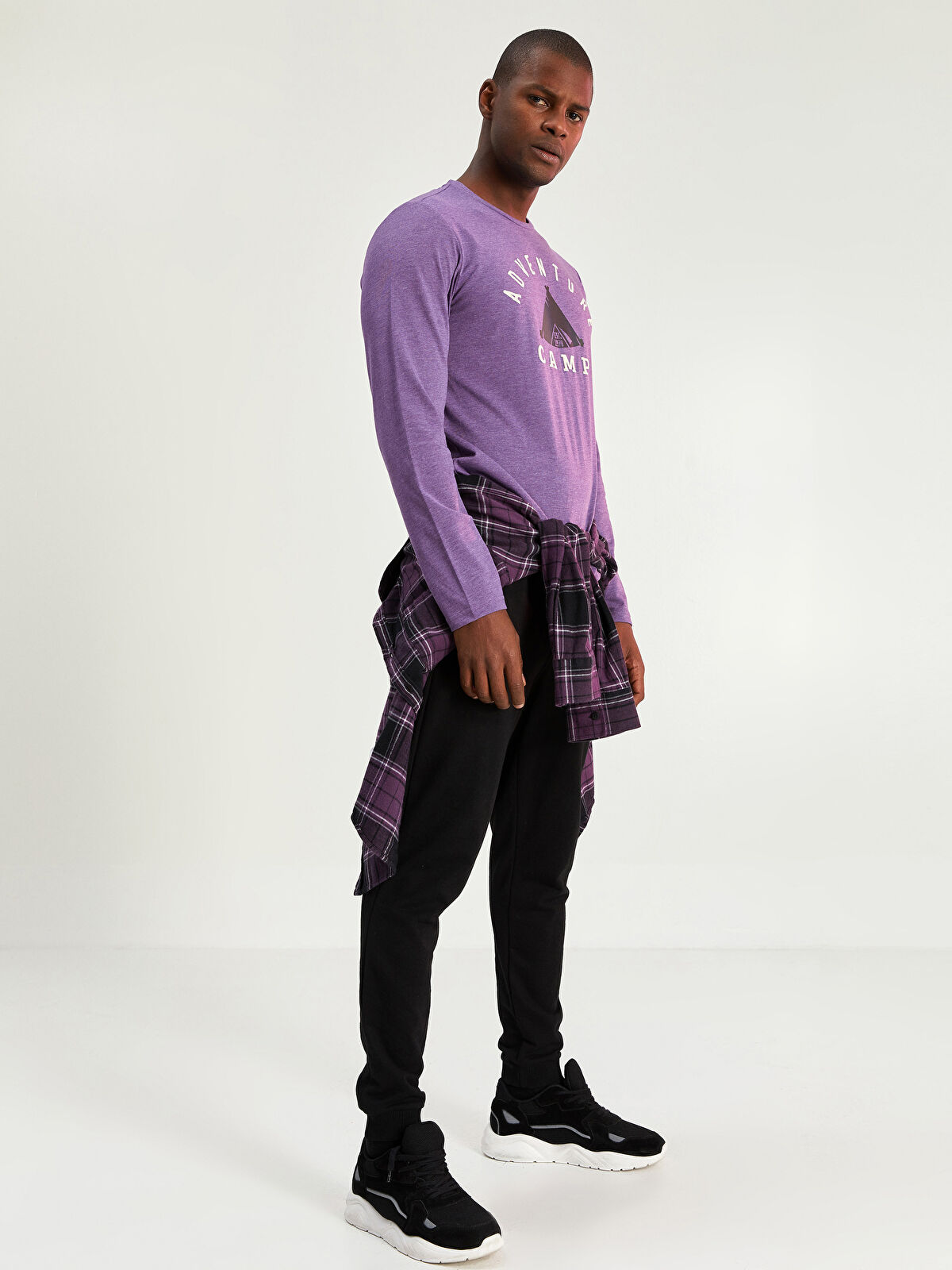 Outdoor Bisiklet Yaka Uzun Kollu Baskılı Erkek Tişört