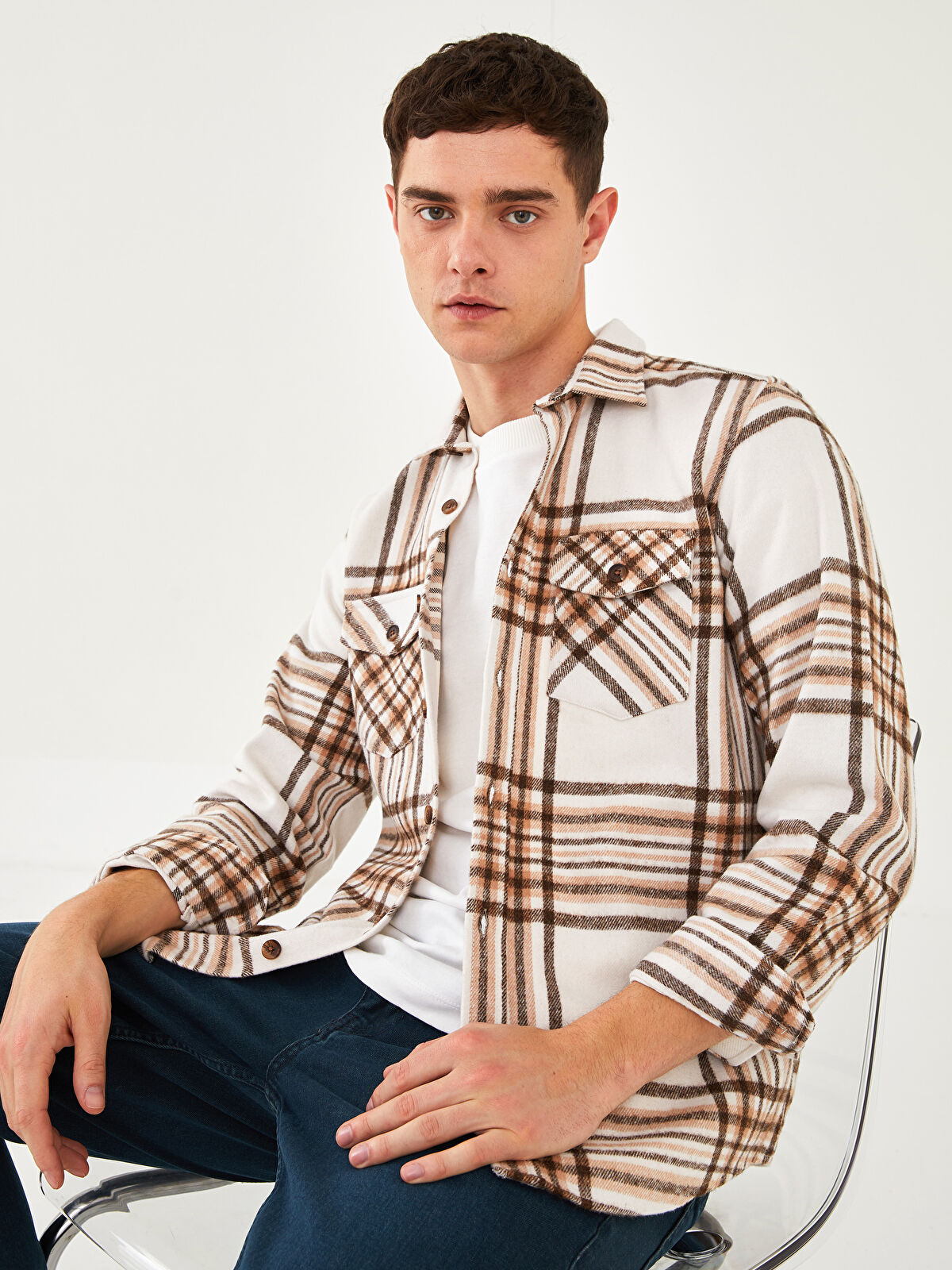 XSIDE Regular Fit Uzun Kollu Ekose Erkek Gömlek Ceket