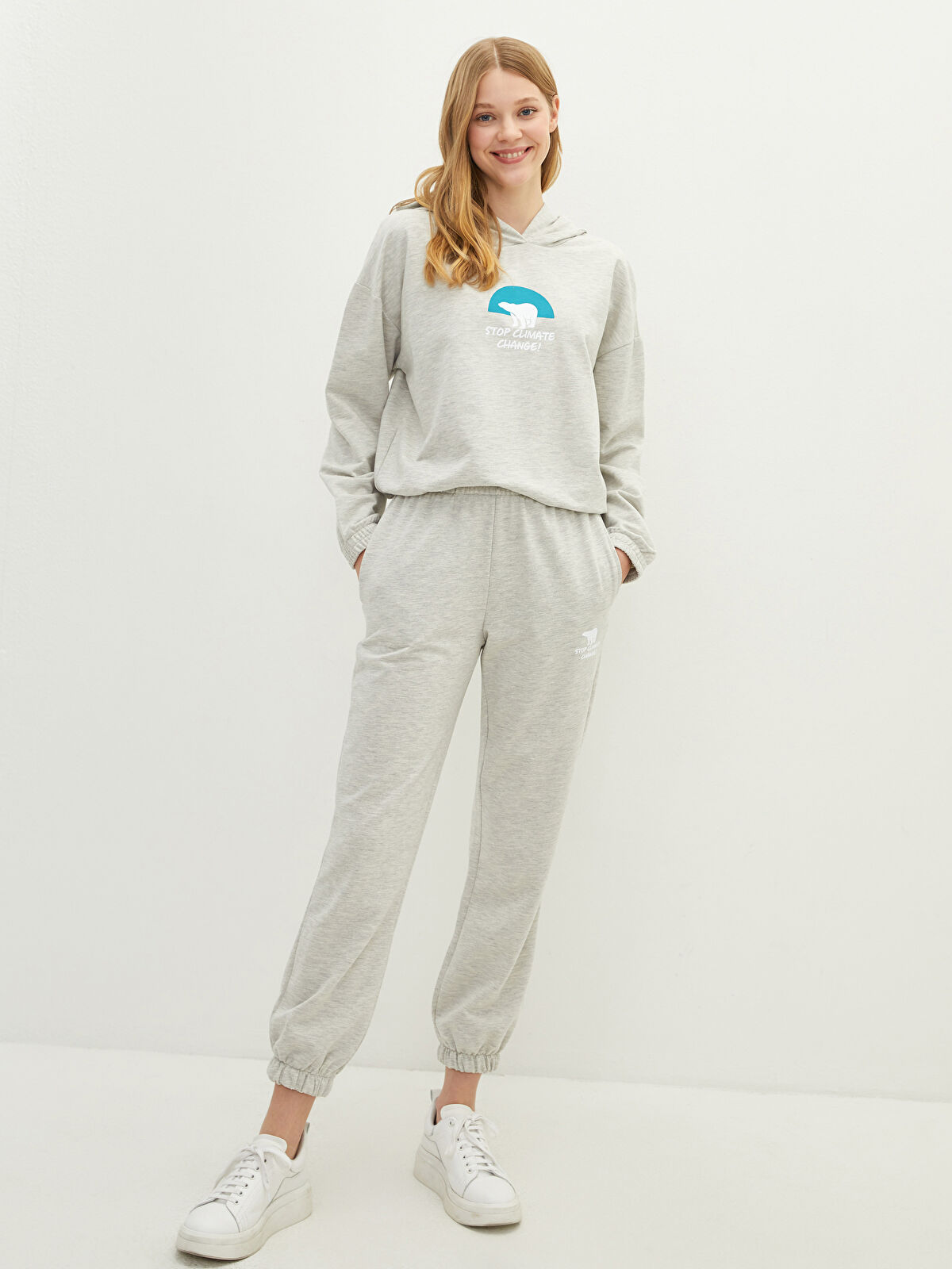 LCW CASUAL Beli Lastikli Baskılı Cep Detaylı Kadın Jogger Eşofman Altı