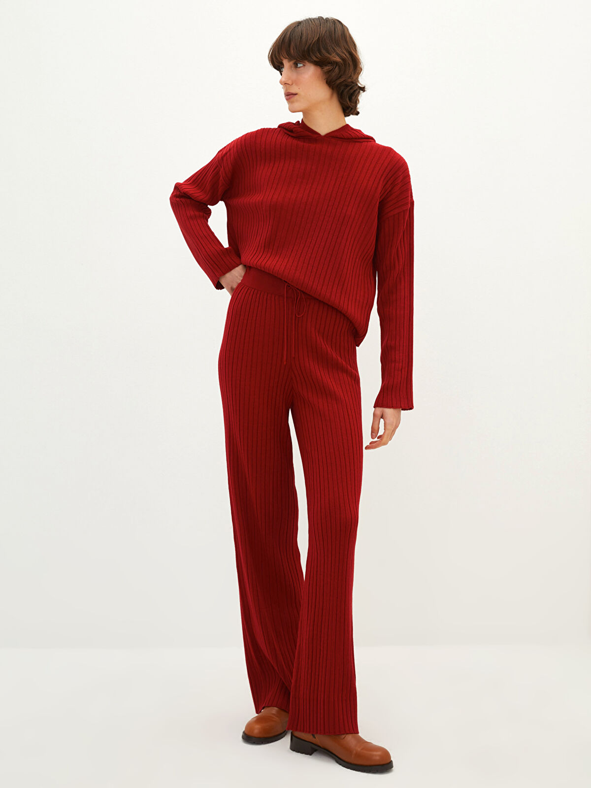 LCW VISION Yüksek Bel Standart Fit İspanyol Paça Kadın Triko Pantolon