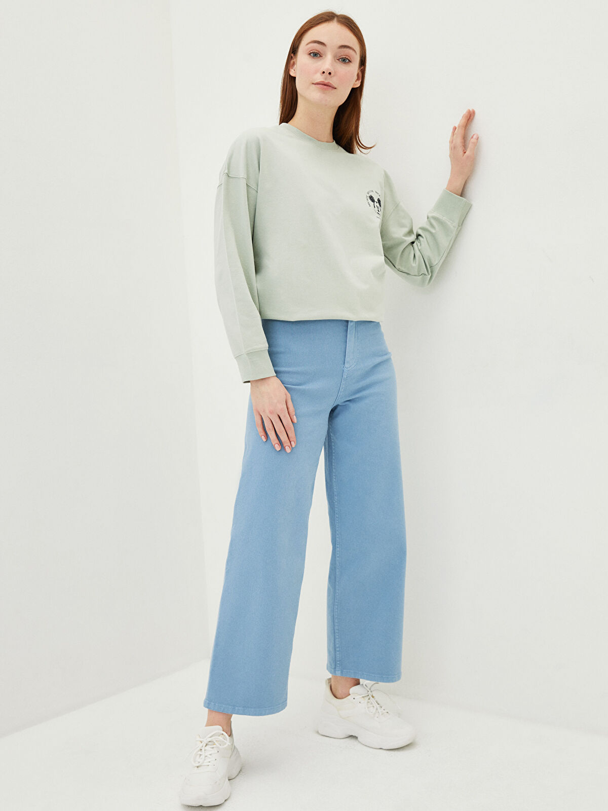 MODEST Standart Fit Geniş Paça Gabardin Kadın Pantolon