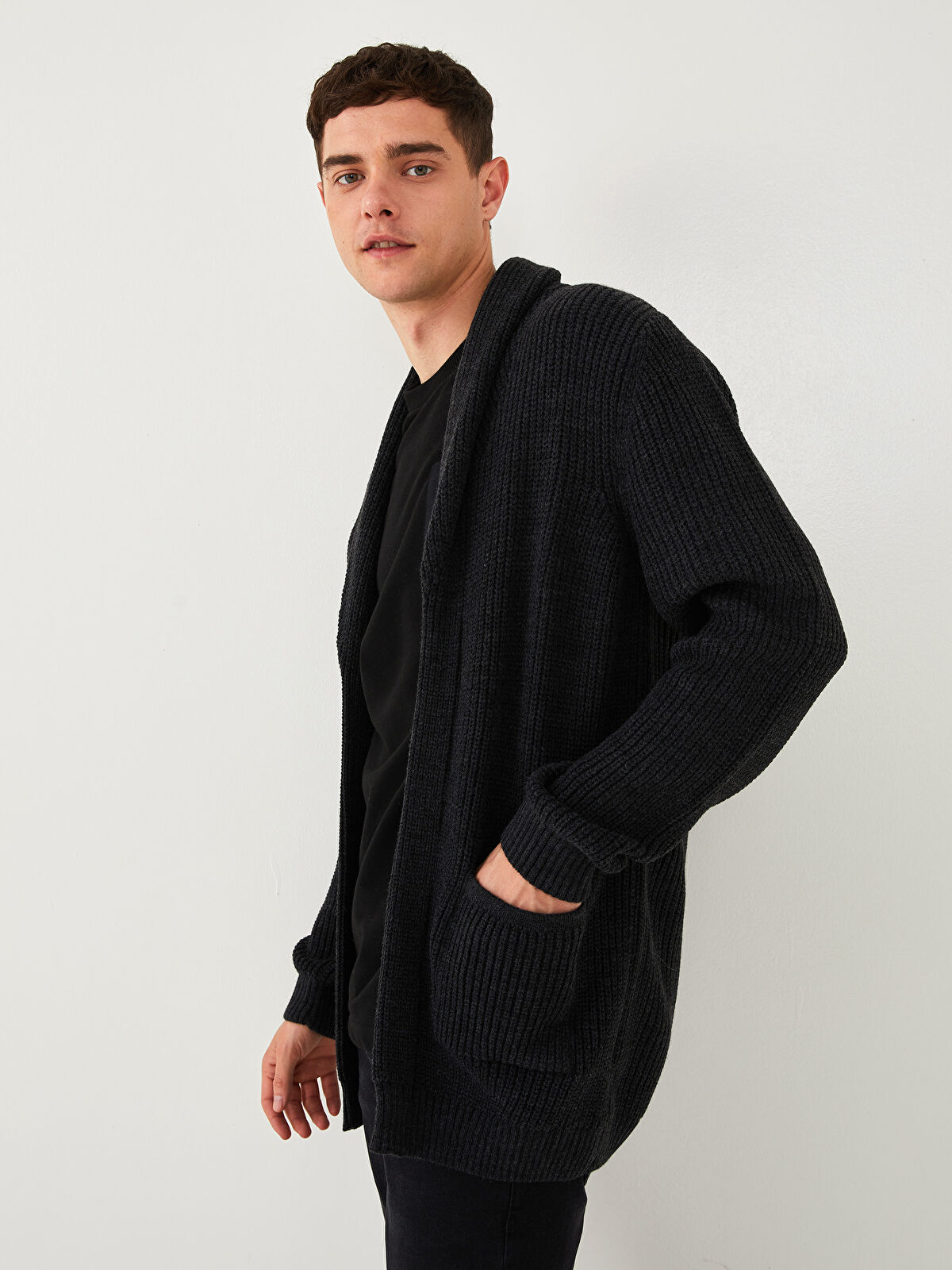 XSIDE Standart Kalıp Şal Yaka Erkek Triko Hırka