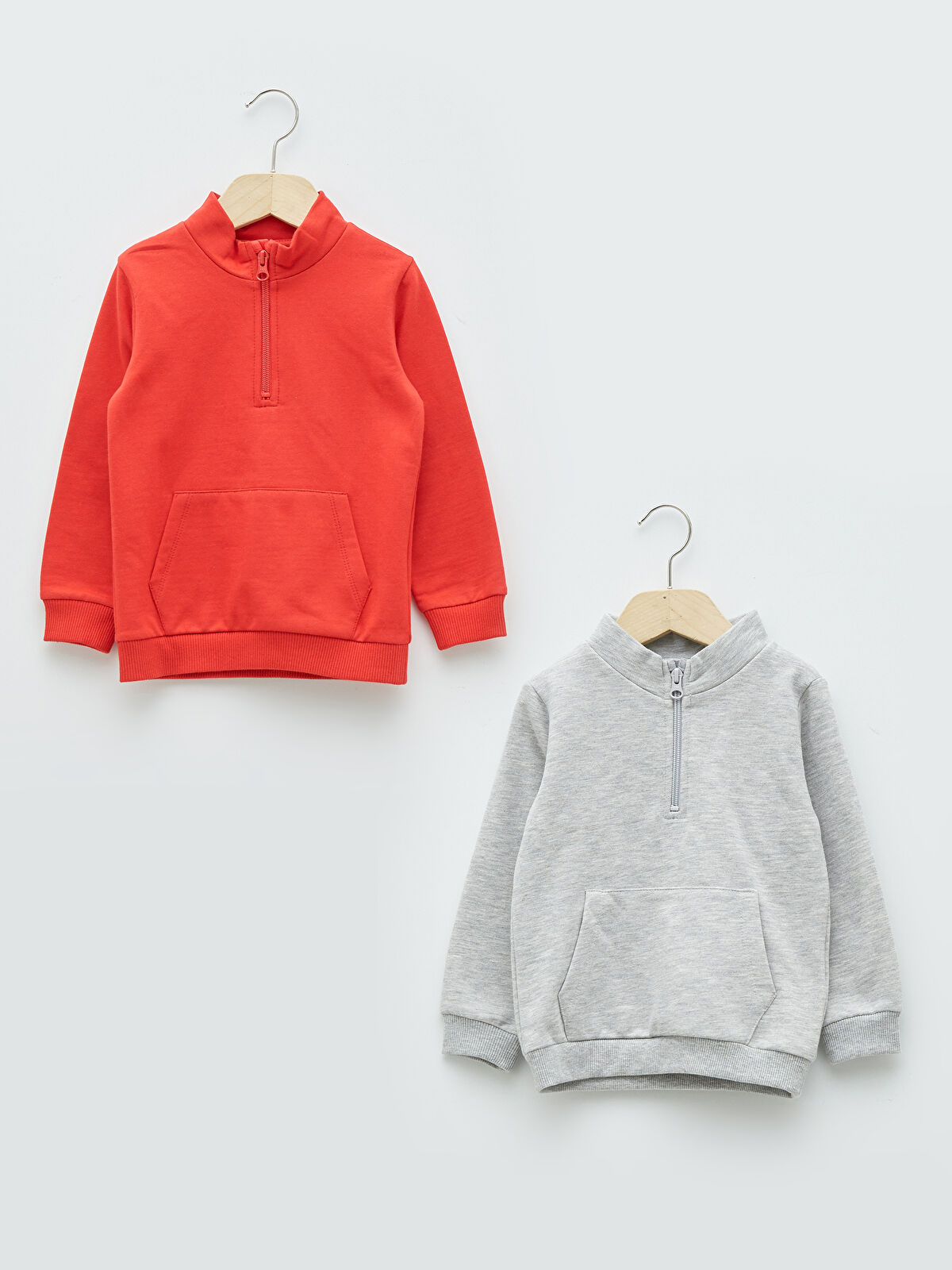 Dik Yaka Uzun Kollu Basic Erkek Bebek Sweatshirt 2'li Dik Yaka Uzun Kollu Basic Erkek Bebek Sweatshirt 2'li