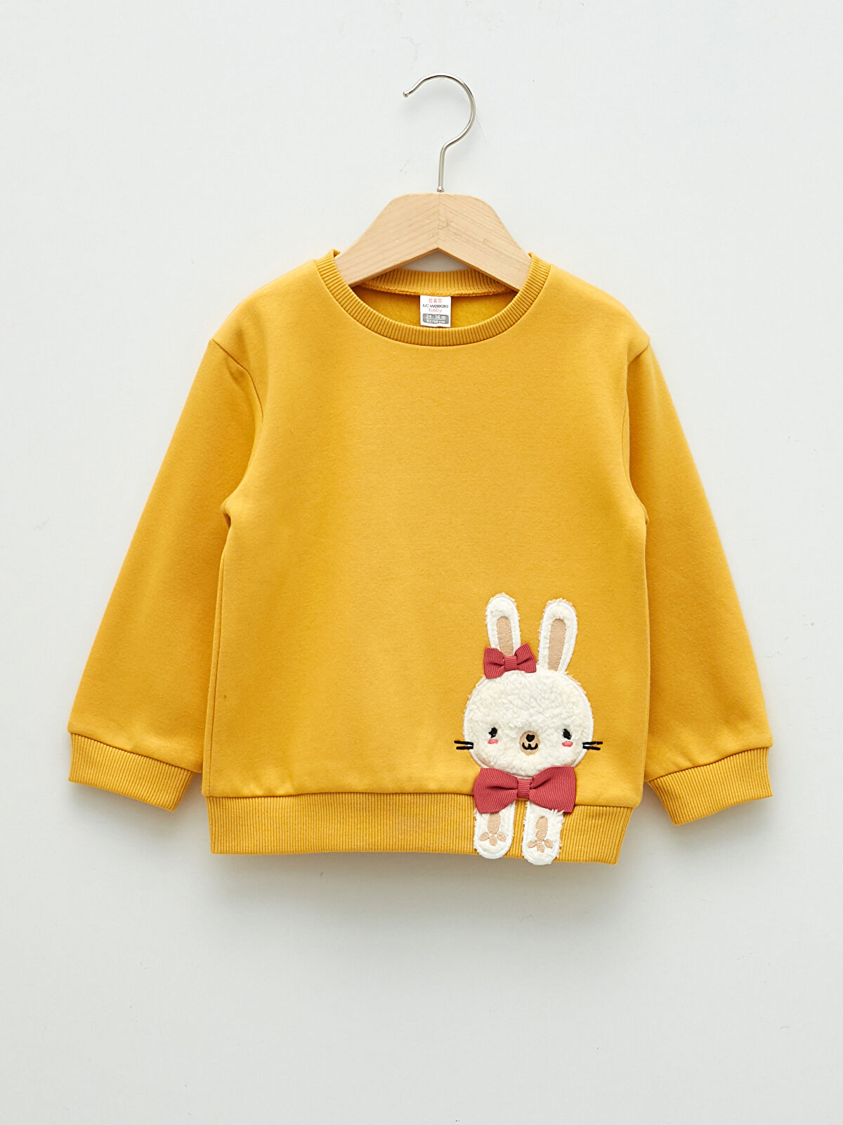 Bisiklet Yaka Uzun Kollu Nakışlı Kız Bebek Sweatshirt