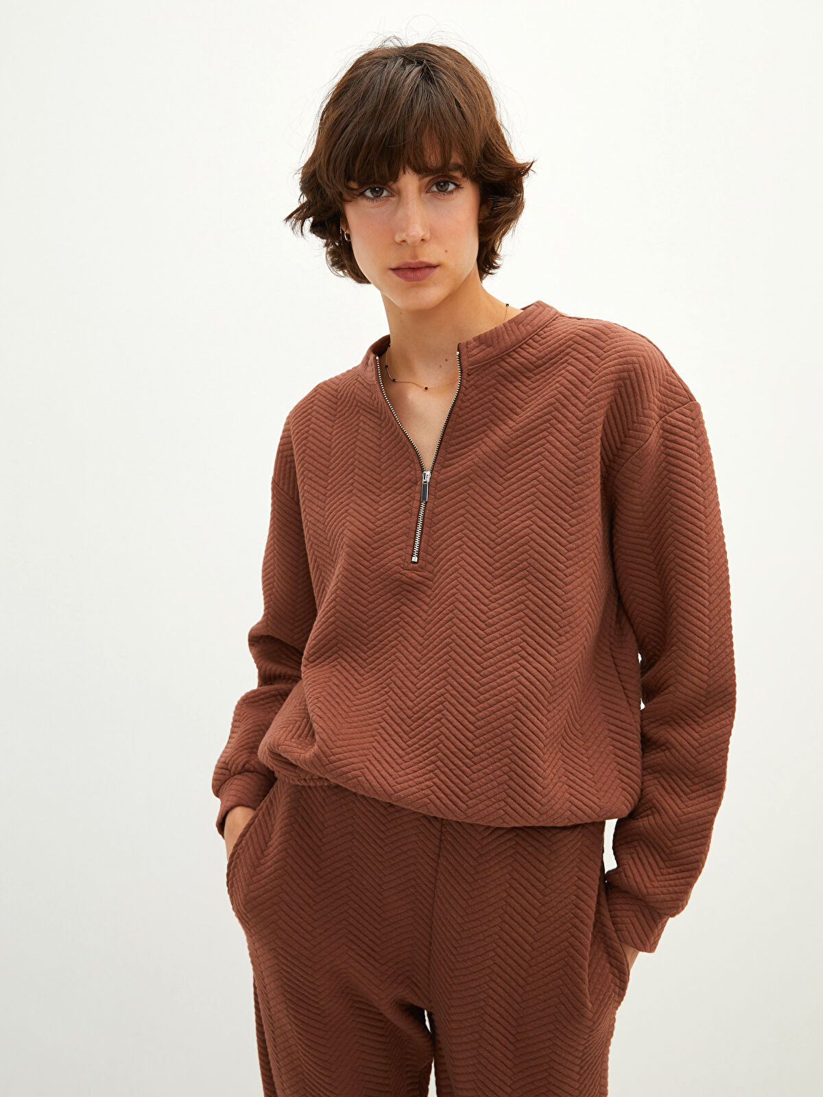 LCW VISION Hakim Yaka Kapitone Desenli Uzun Kollu Kadın Sweatshirt