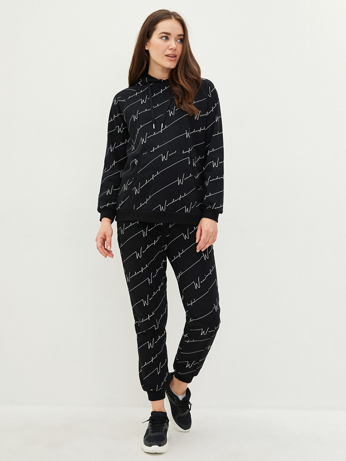 Beli Lastikli Baskılı Pamuklu Hamile Jogger Eşofman Altı