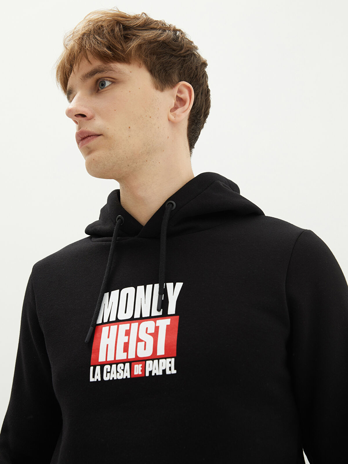 Kapüşonlu Uzun Kollu La Casa De Papel Baskılı Kalın Erkek Sweatshirt