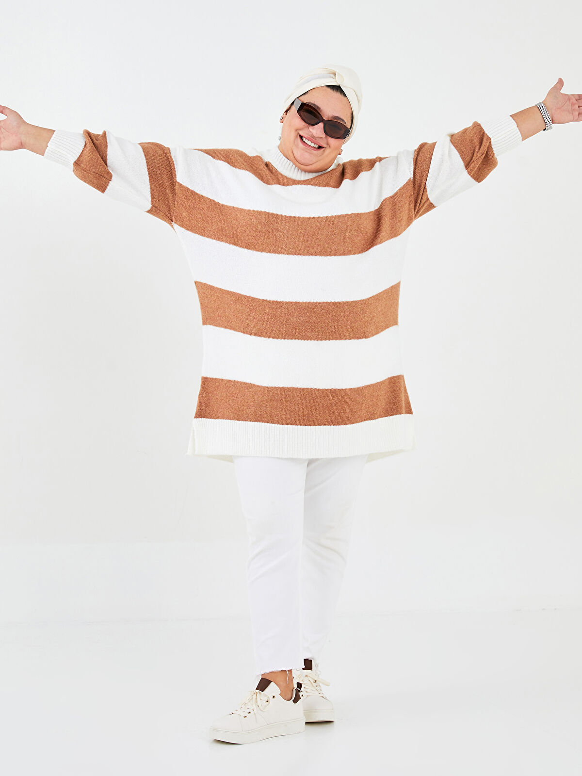 MODEST Yarım Balıkçı Yaka Renk Bloklu Uzun Kollu Kadın Triko Tunik