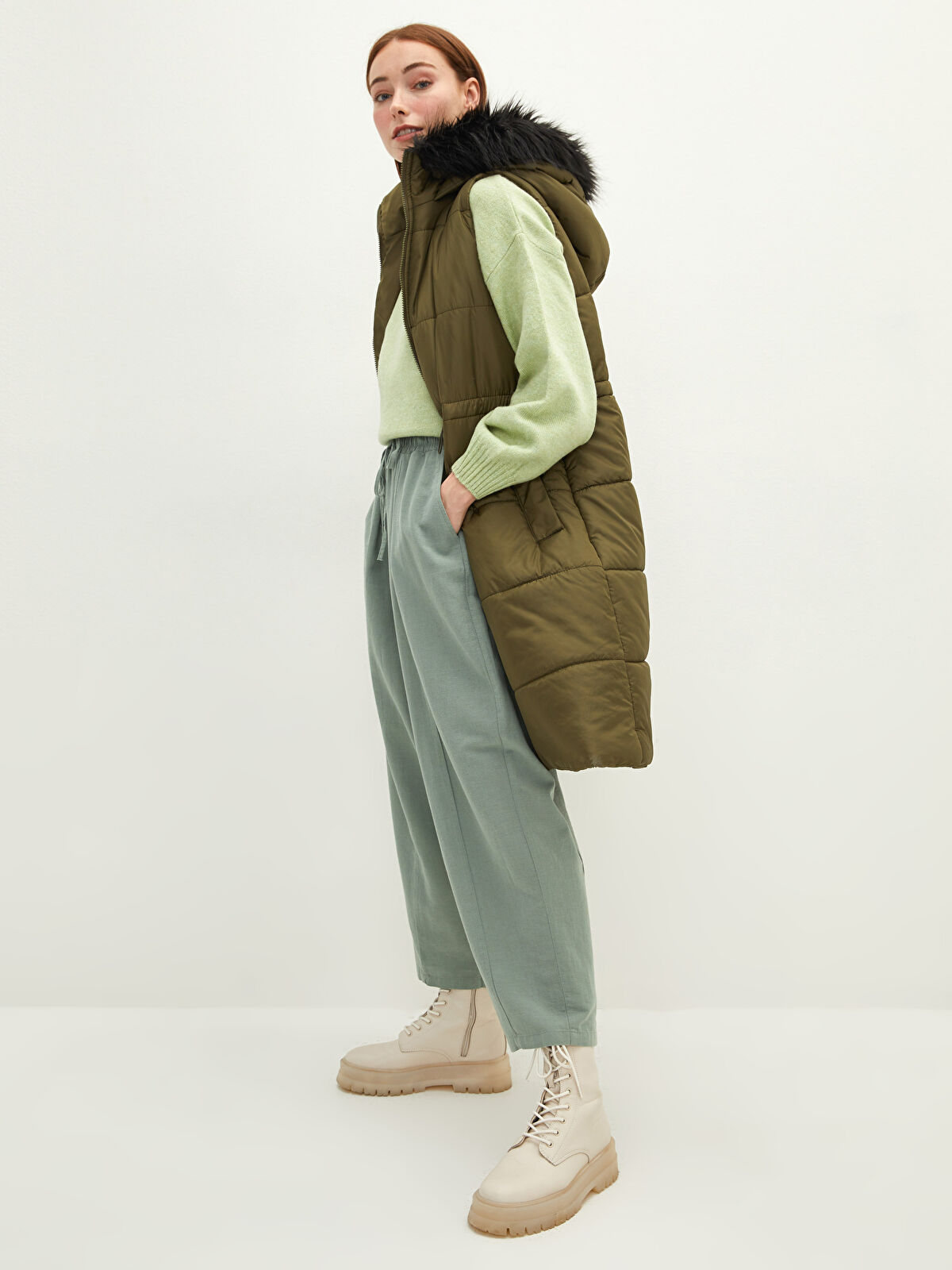 MODEST Beli Lastikli Düz Cep Detaylı Kadın Şalvar Pantolon