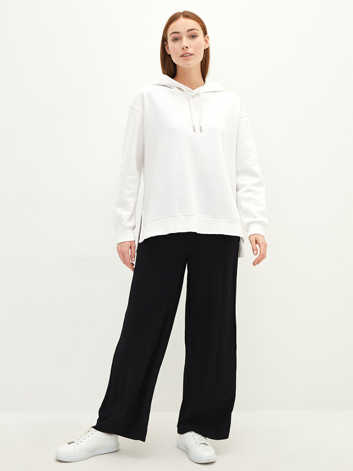 MODEST Beli Lastikli Düz Rahat Kalıp Krinkle Kumaş Kadın Pantolon