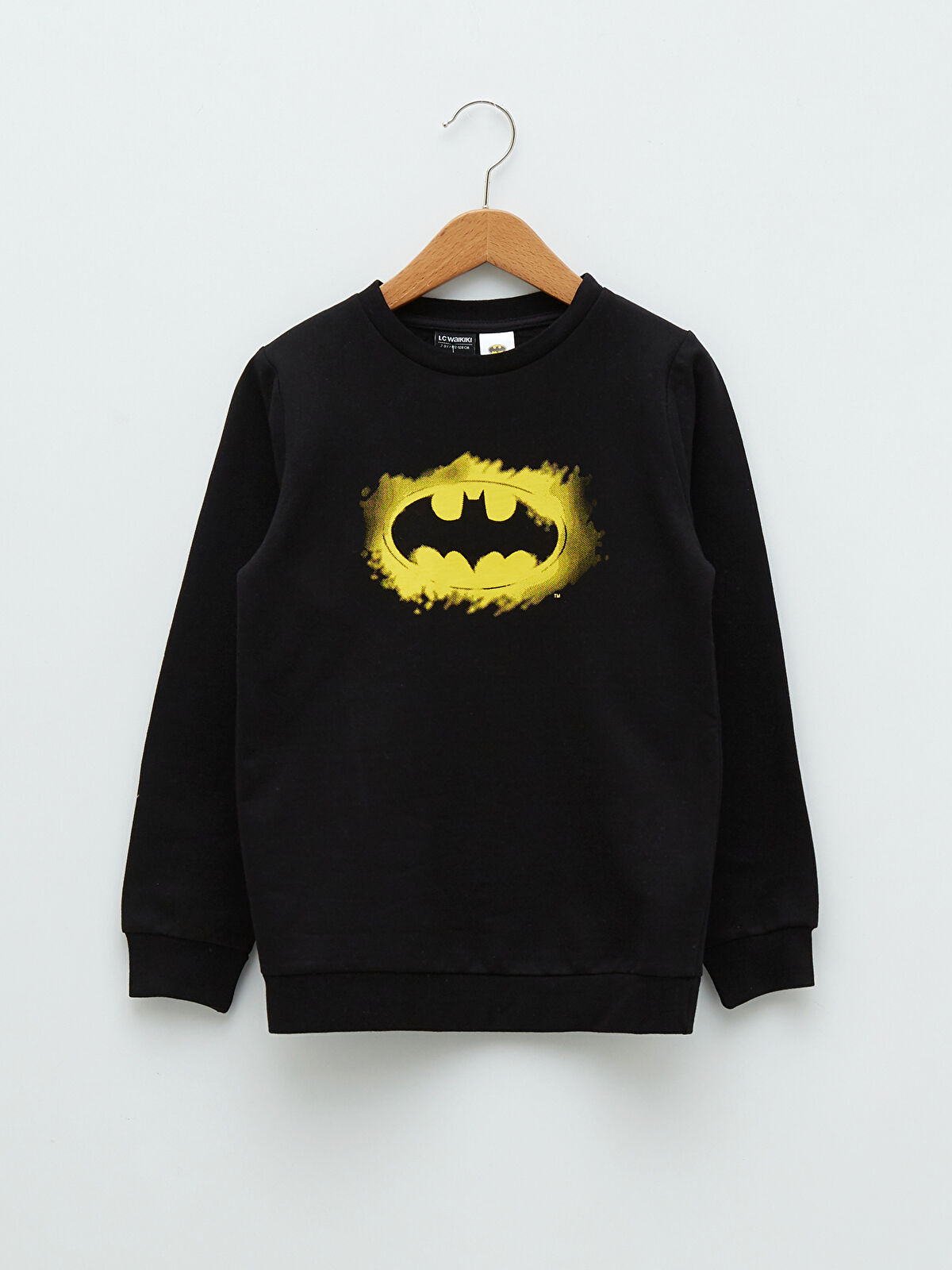 Bisiklet Yaka Batman Baskılı Uzun Kollu Erkek Çocuk Sweatshirt