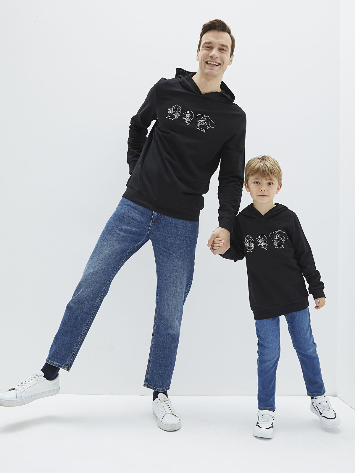 Kapüşonlu Uzun Kollu Kral Şakir Baskılı Erkek Sweatshirt