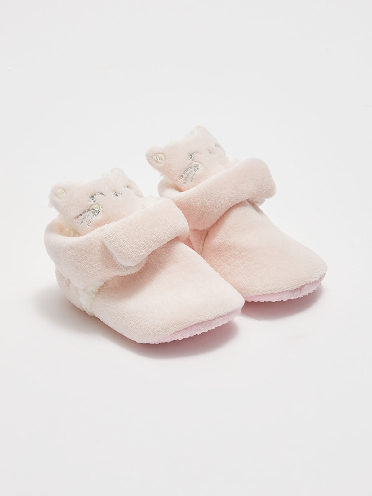 Nakış Detaylı Cırt Cırtlı Kız Bebek Yürüme Öncesi Ev Ayakkabısı