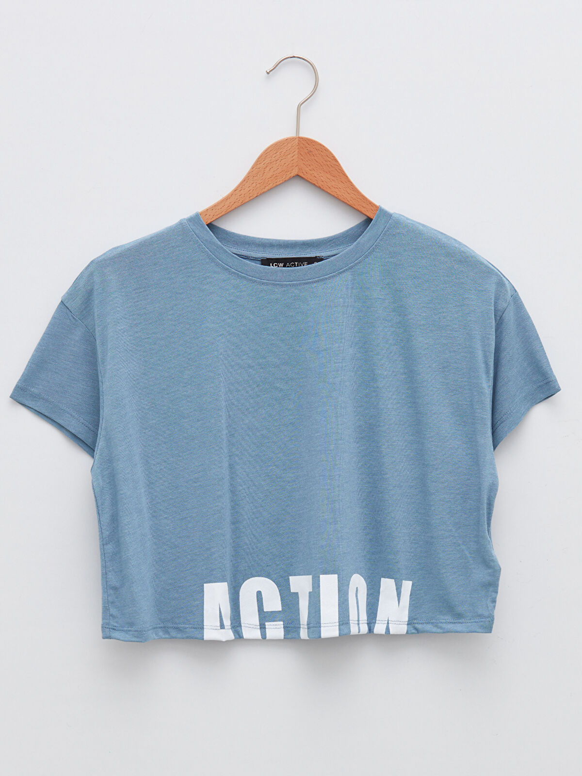 LCW ACTIVE Bisiklet Yaka Slogan Baskılı Kısa Kollu Kadın Spor Tişört