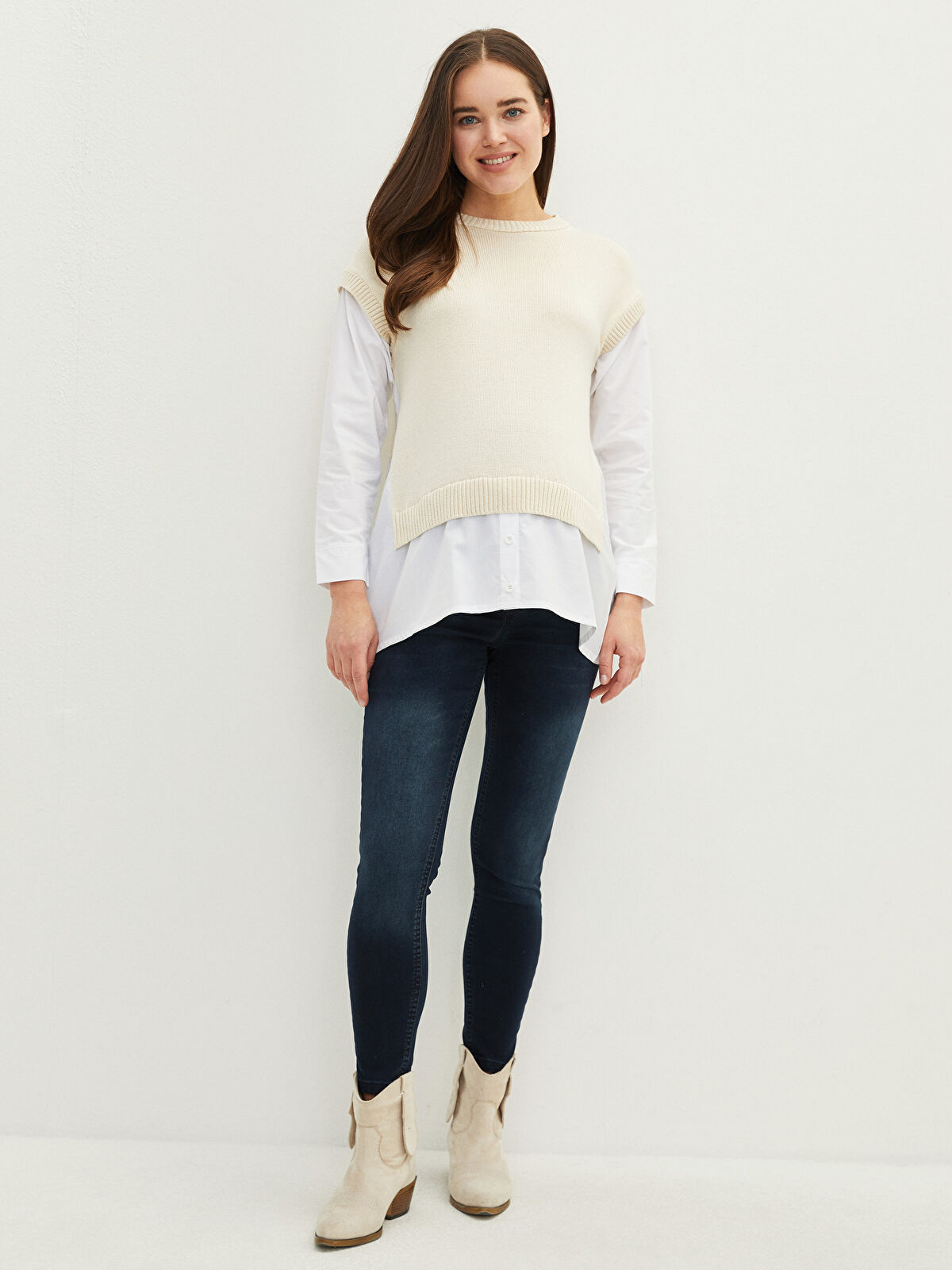 Karın Panelli Skinny Fit Düz Hamile Rodeo Jean Pantolon