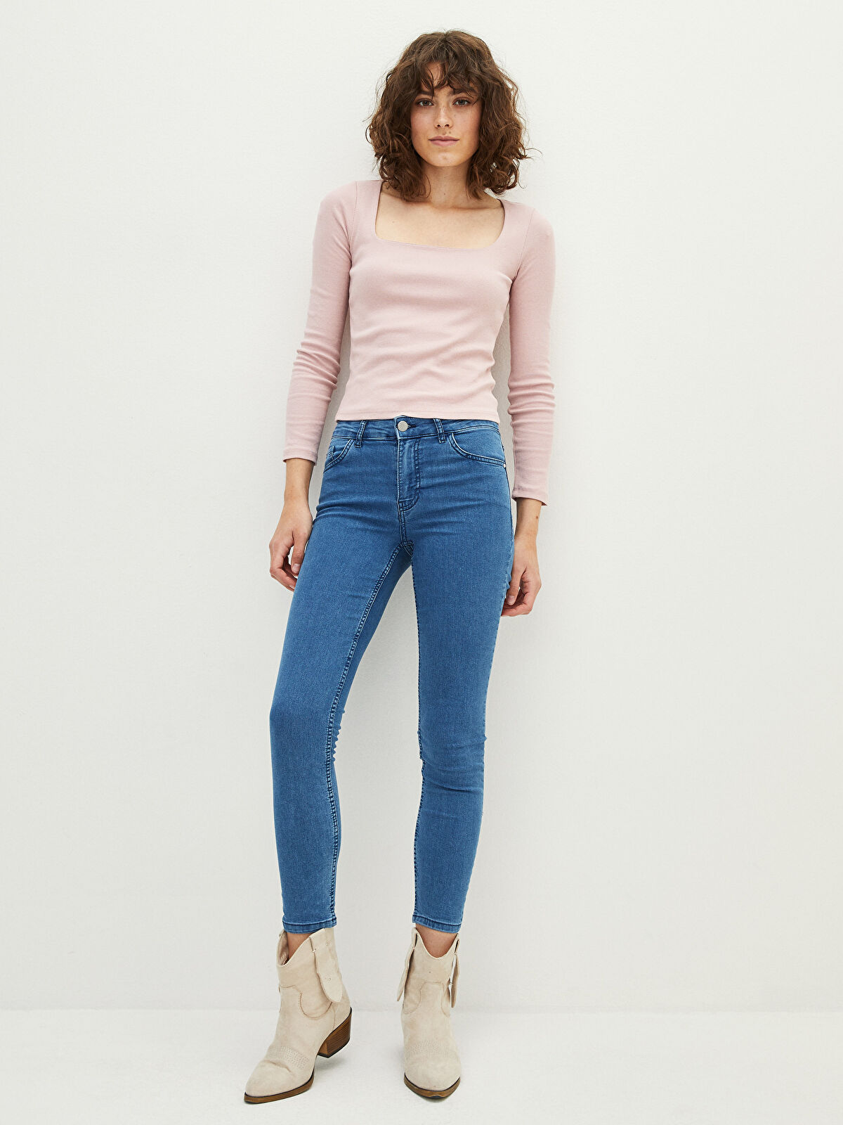 Normal Bel Slim Fit Cep Detaylı Kadın Rodeo Jean Pantolon