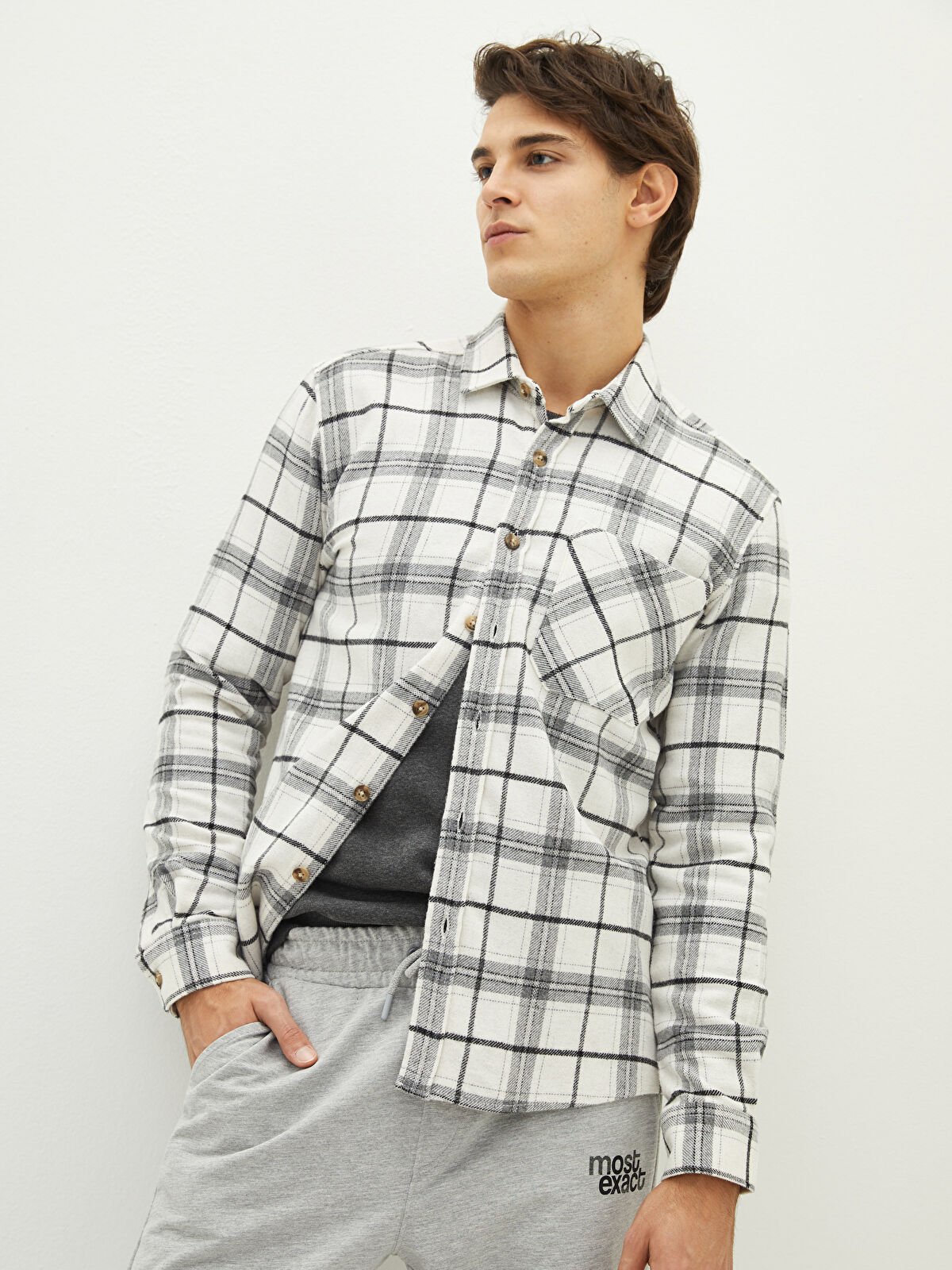 LCW CASUAL Regular Fit Uzun Kollu Ekose Erkek Gömlek Ceket