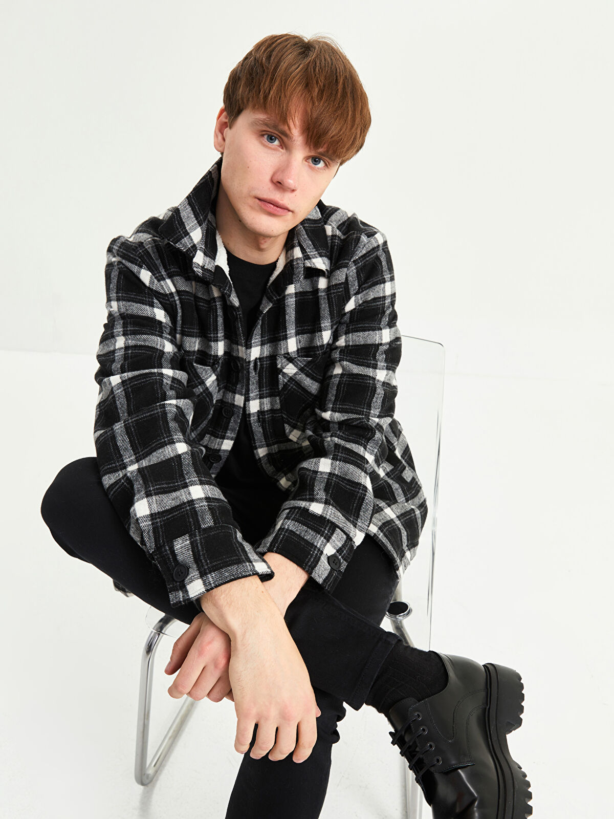 XSIDE Regular Fit Uzun Kollu Ekose Erkek Gömlek Ceket